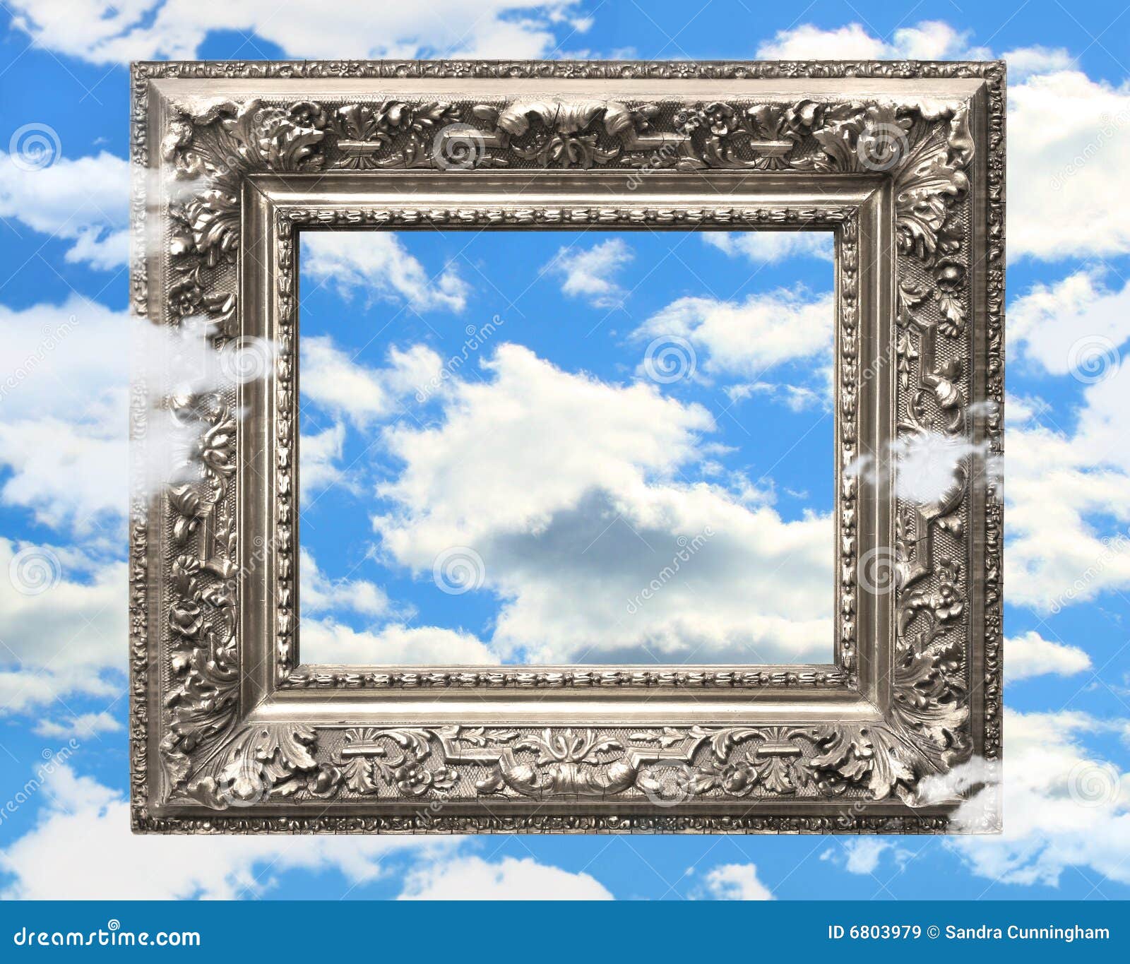 Silver Picture Frame Against a Blue Sky Stock Image - Image of painting ...