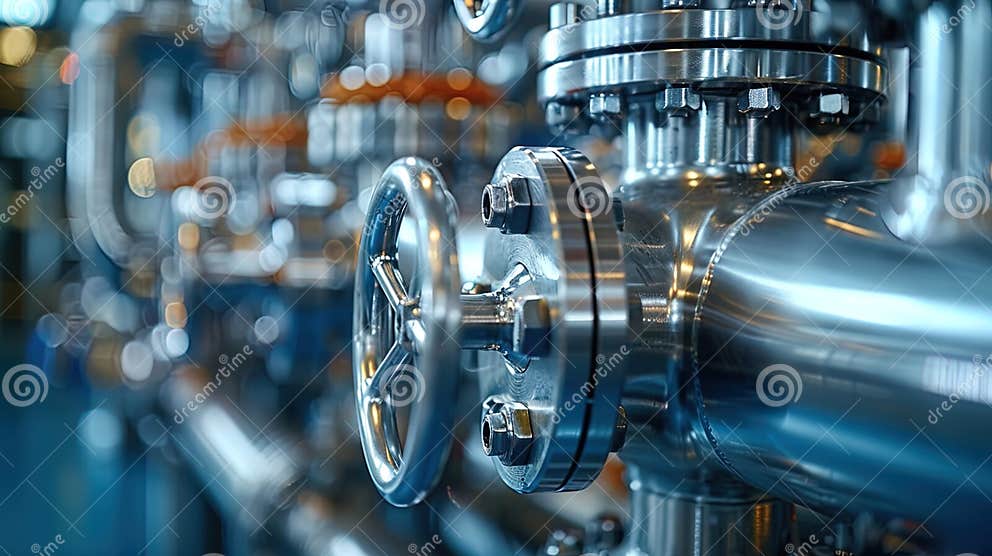 A Silver Pipe with a Silver Valve on it Stock Image - Image of metal ...