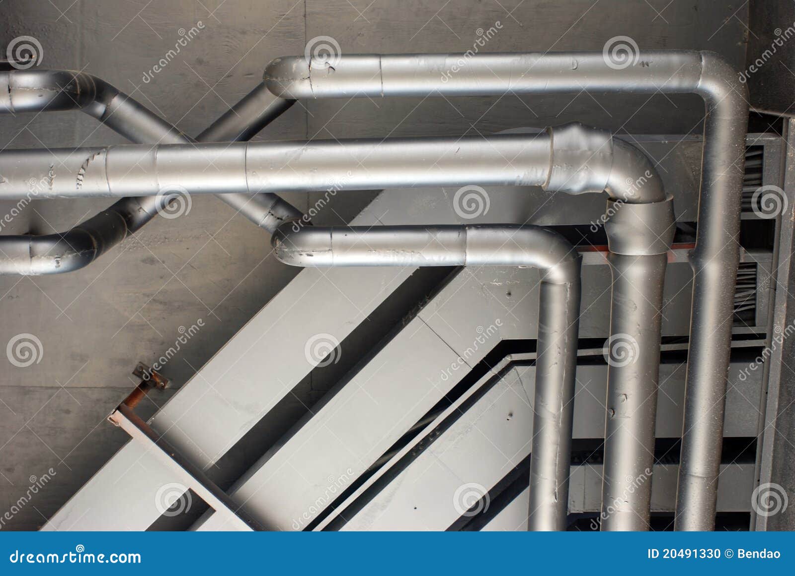 Silver Pipeline Arrangement Stock Photo - Image of construction ...