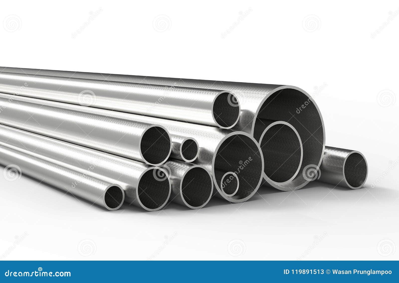 Silver Pipes Isolated on White Background. Stock Illustration ...