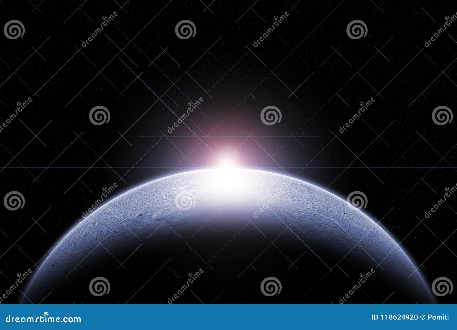 Silver Planet in Dark Sky with Light Stock Illustration - Illustration ...
