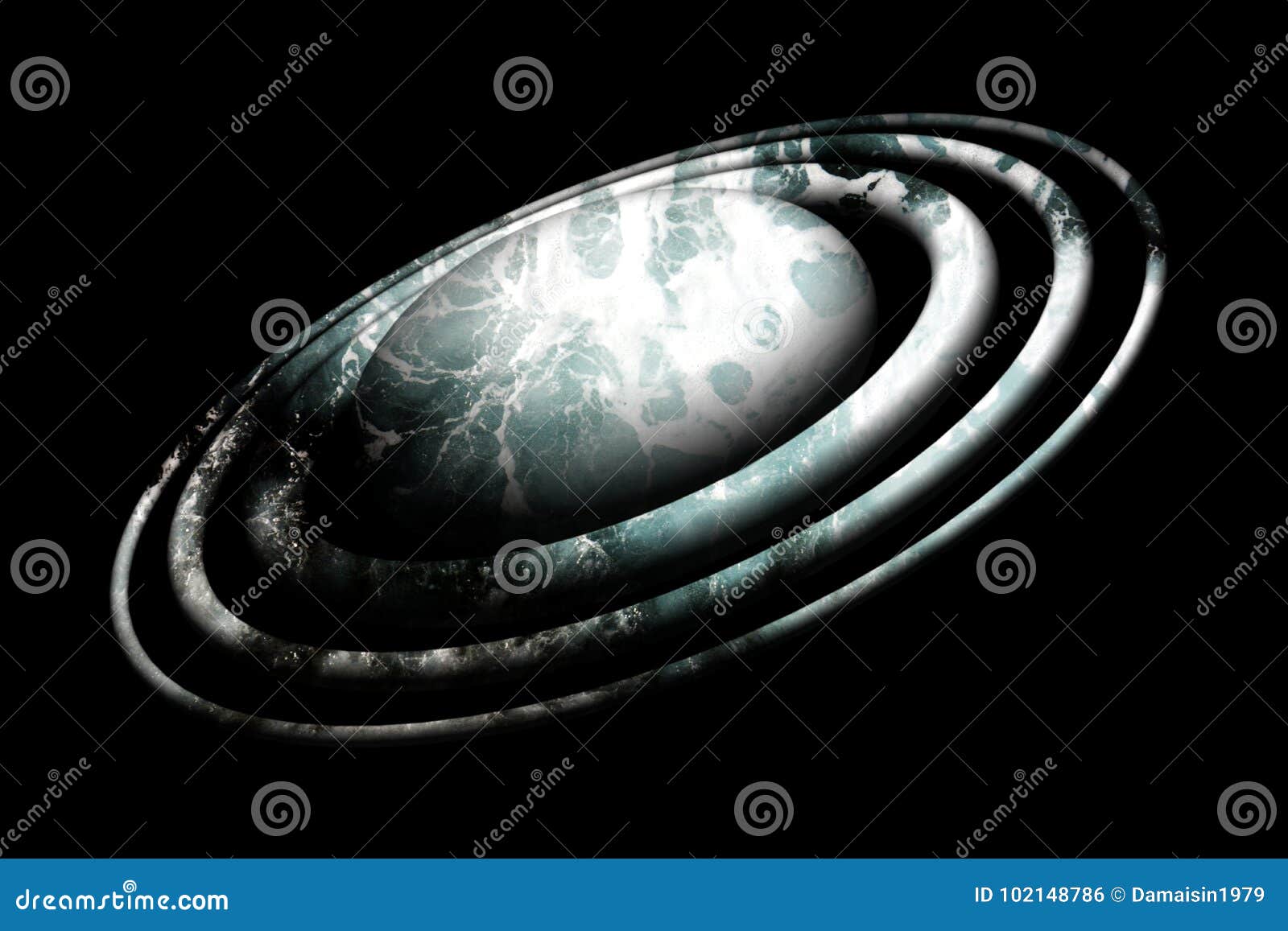 Silver Planet. Star Orbits on Black Background Stock Photo - Image of ...