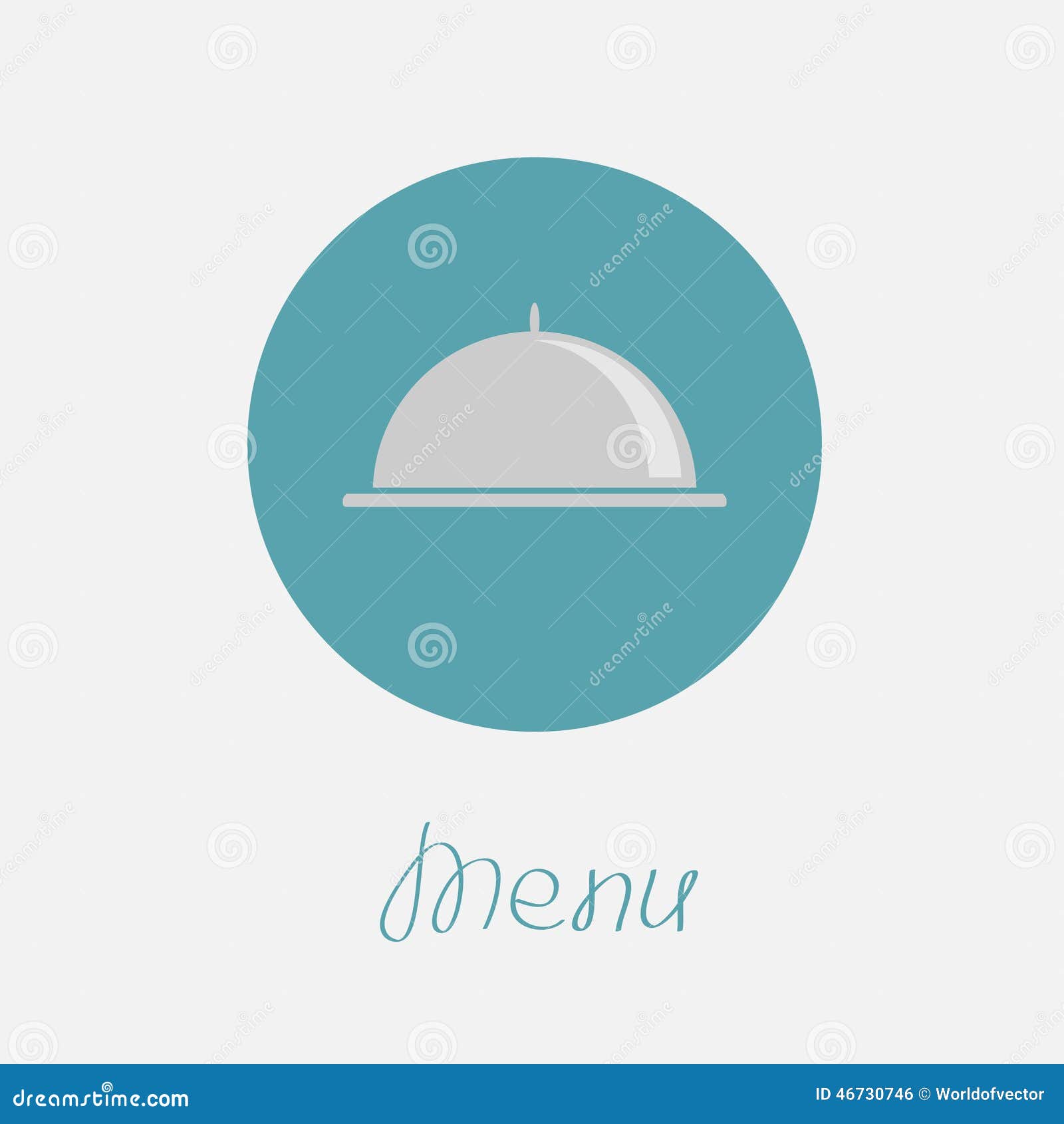 Silver Platter Cloche Circle Icon. Flat Design Stock Vector ...