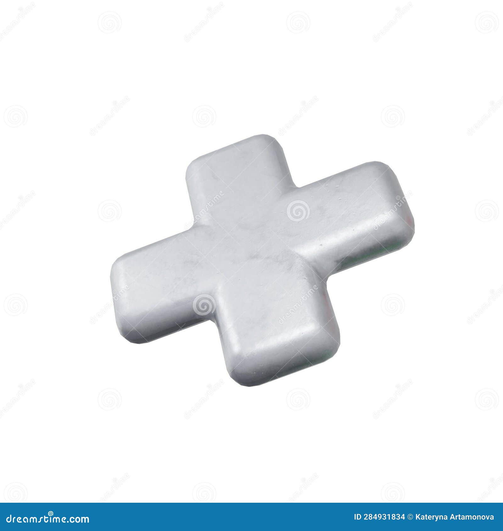 Silver Plus Sign. 3D Render. Isolated on White Background. Stock ...