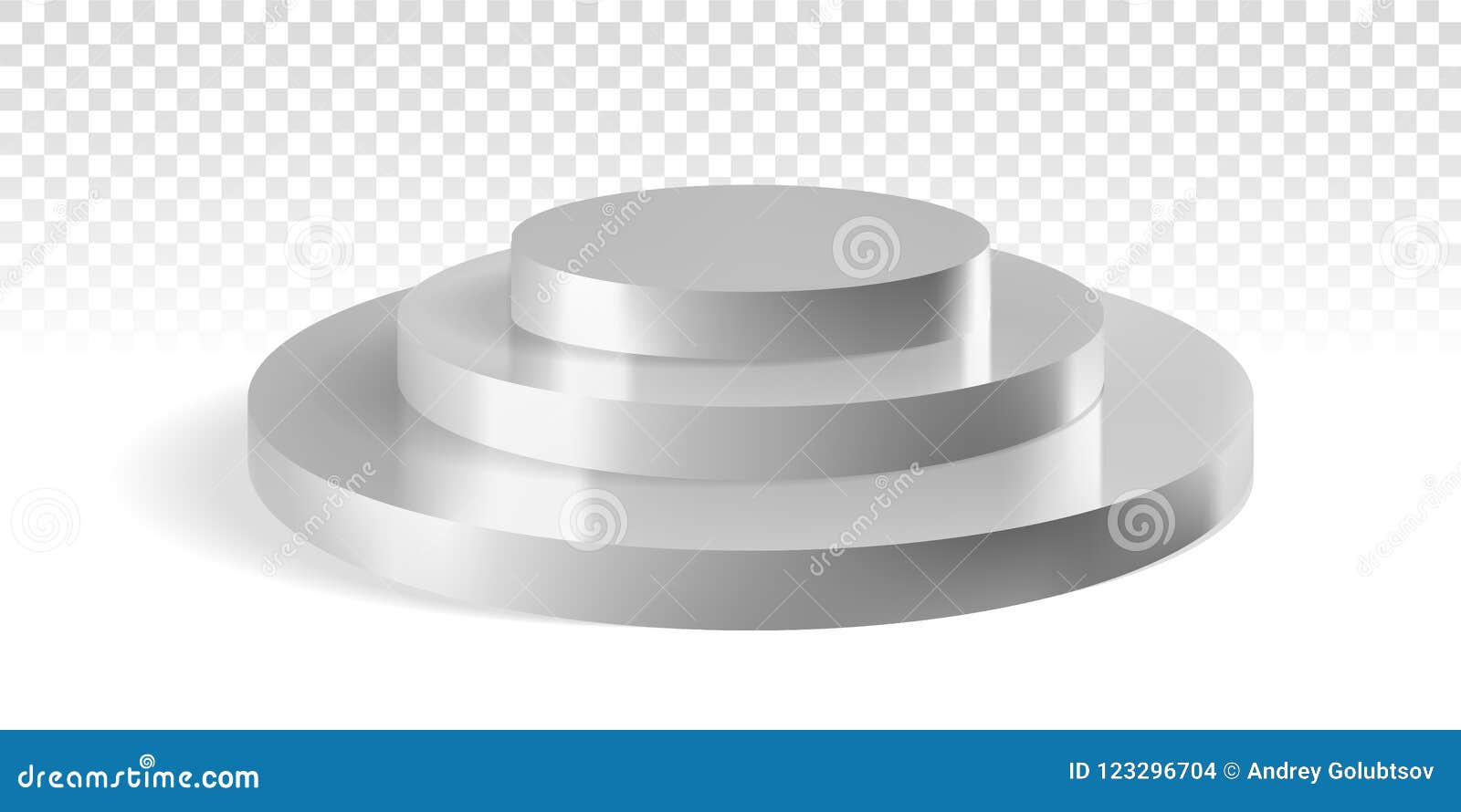 Silver Podium Three Round Steps Vector 3D Mockup Stock Vector ...
