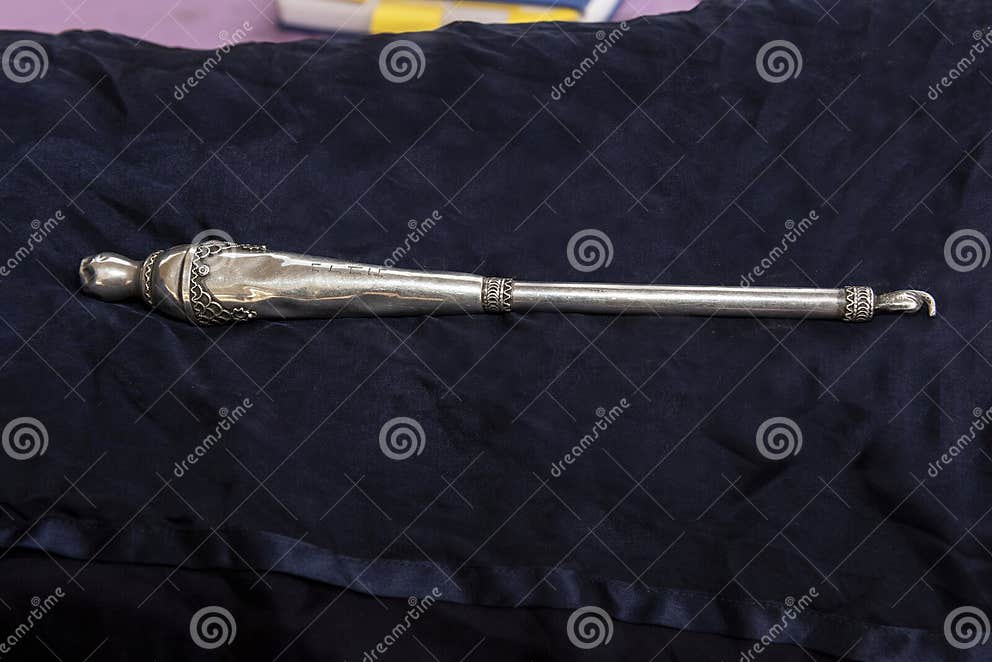 A Silver Pointer Used To Help the Reader of the Torah Scroll Stock ...