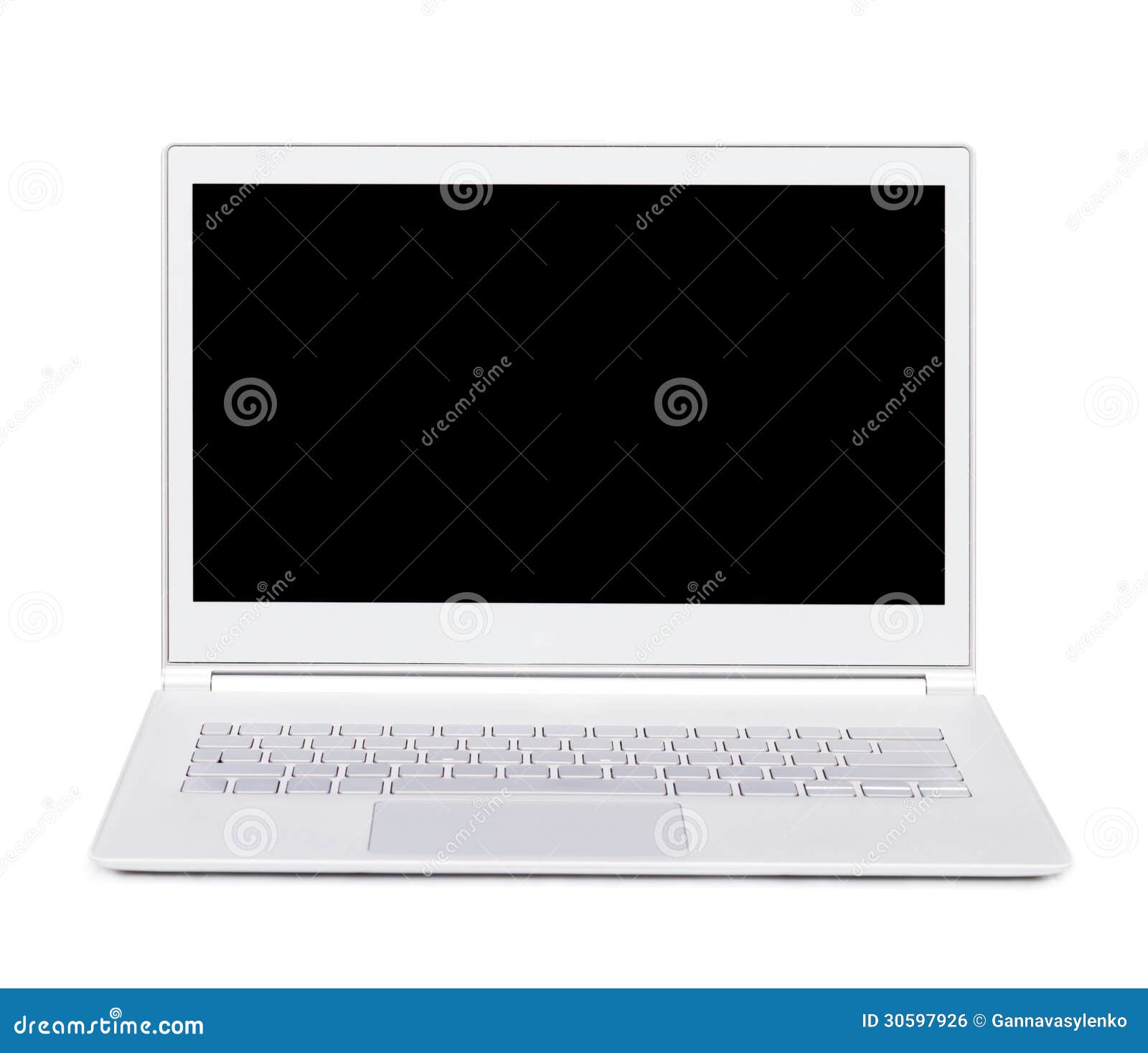 Silver Portable Ultra Thin Laptop. Isolated. Front View. Stock Photo ...