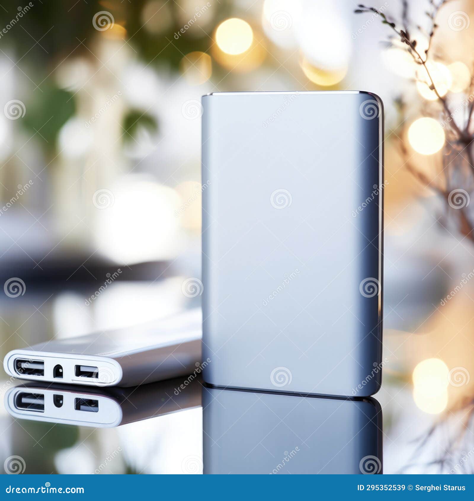 A Silver Power Bank is Sitting on a Table, AI Stock Image - Image of ...