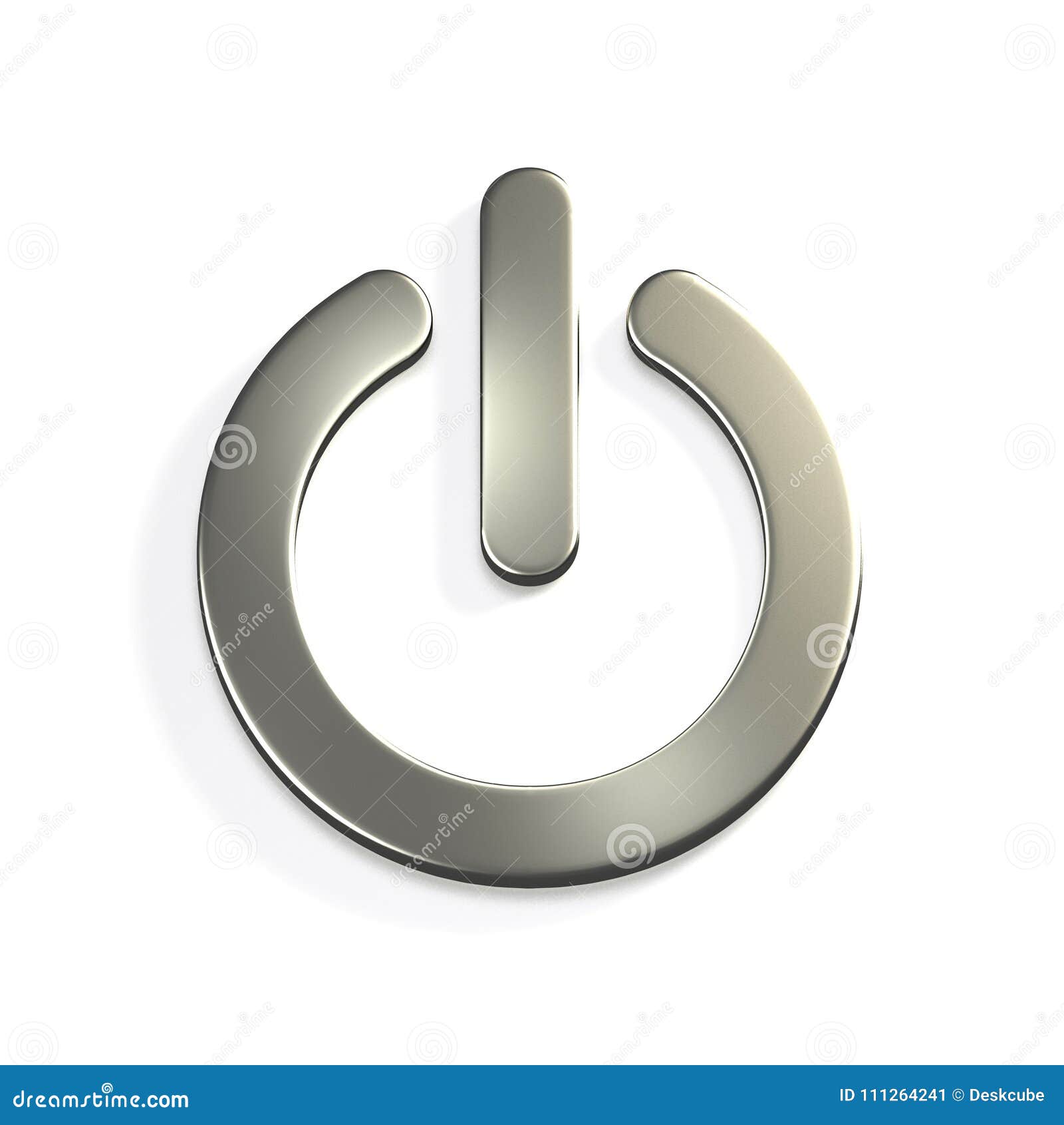 Silver Power Button Computer. 3D Render Illustration Stock Illustration ...