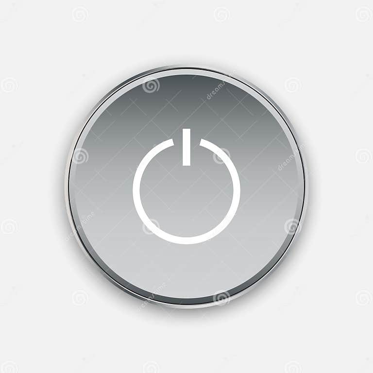 Silver Power Button. Gray Shutdown Icon. Power Control Symbol Stock ...
