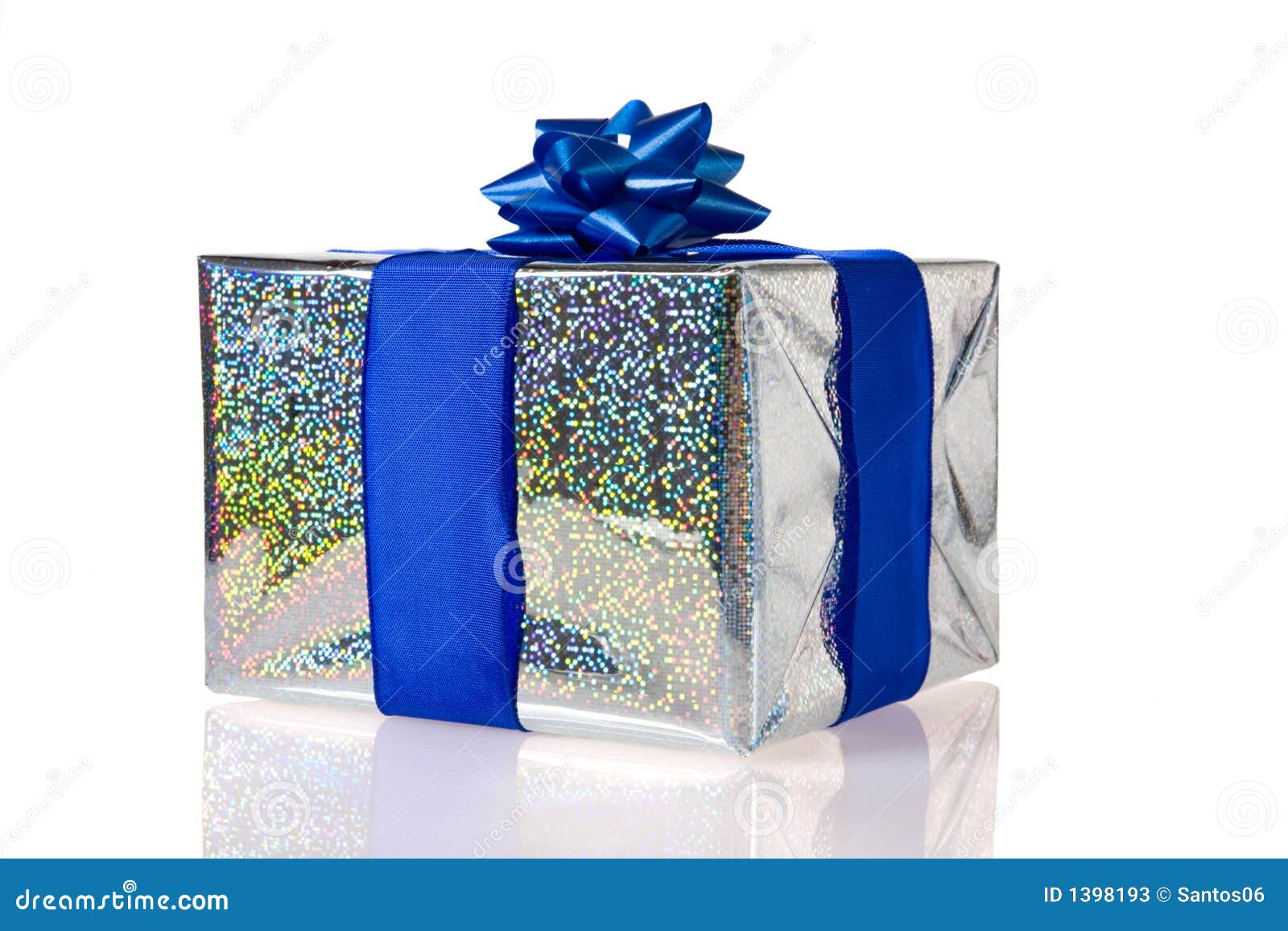 Silver present stock image. Image of shinny, glitter, christmassy - 1398193