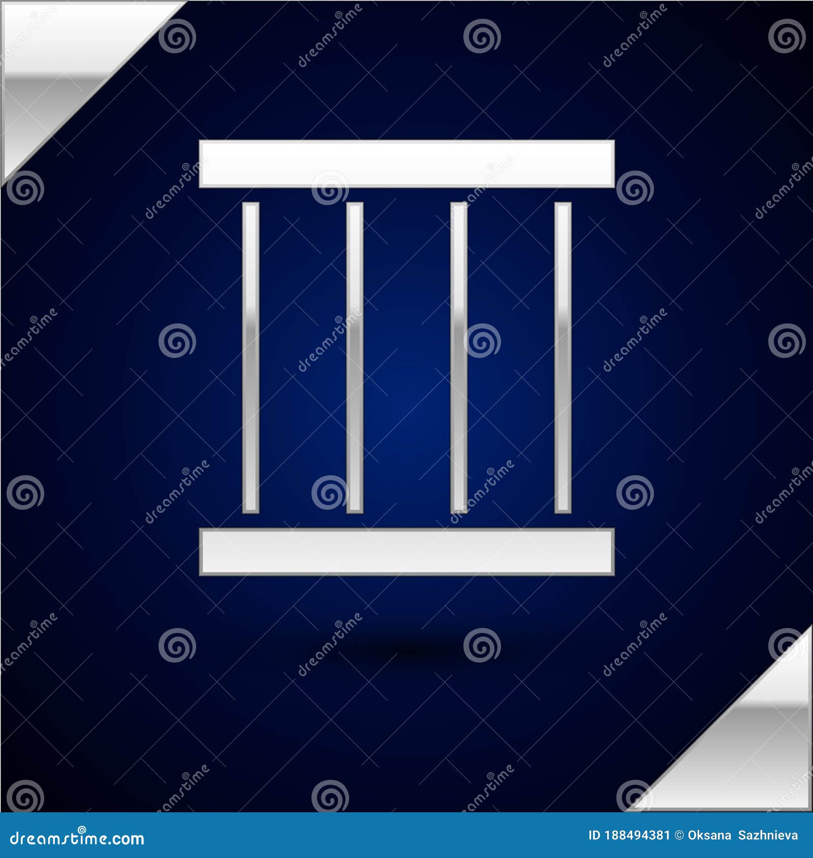 Silver Prison Window Icon Isolated on Dark Blue Background. Vector ...