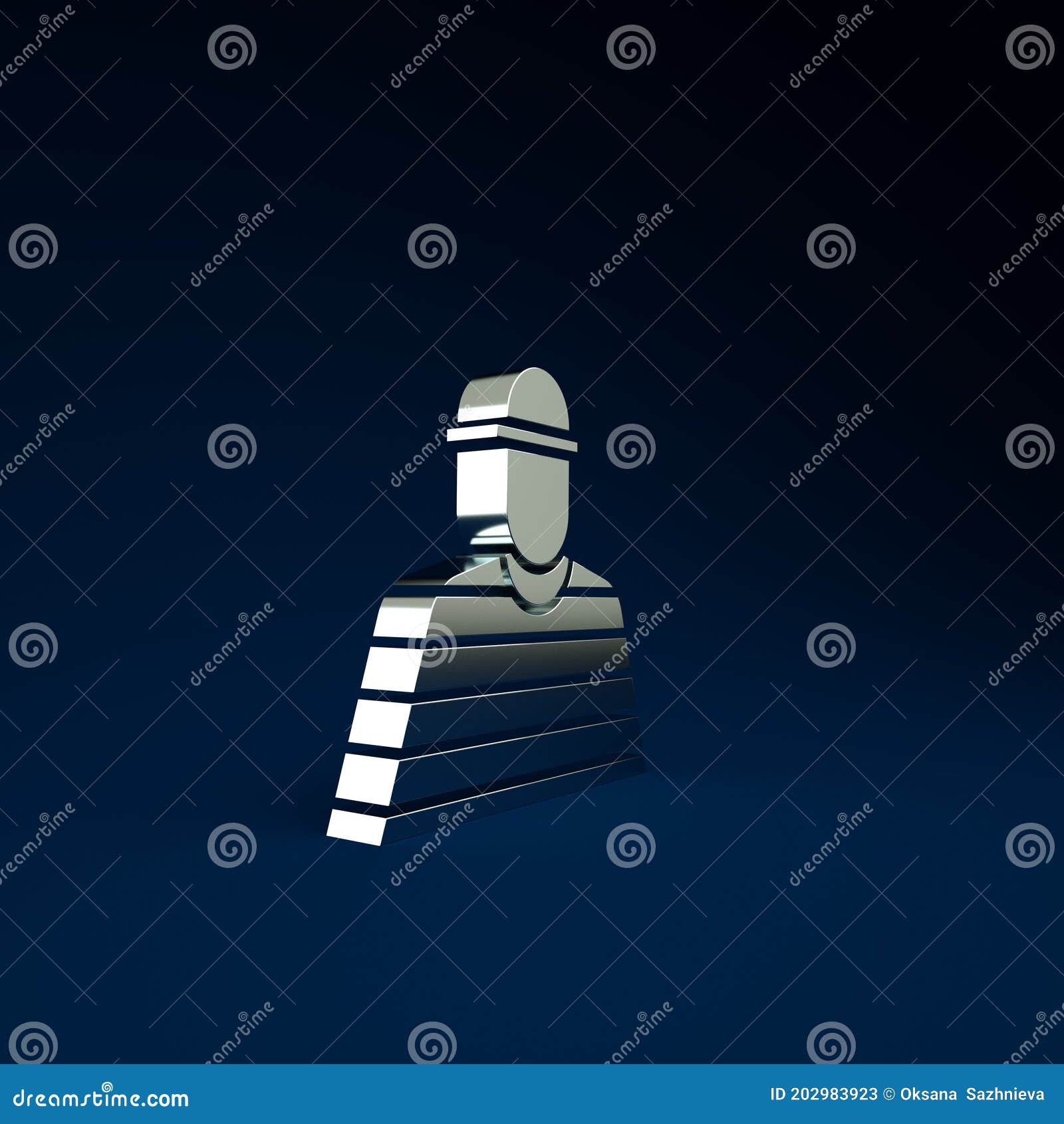 Silver Prisoner Icon Isolated on Blue Background. Minimalism Concept ...