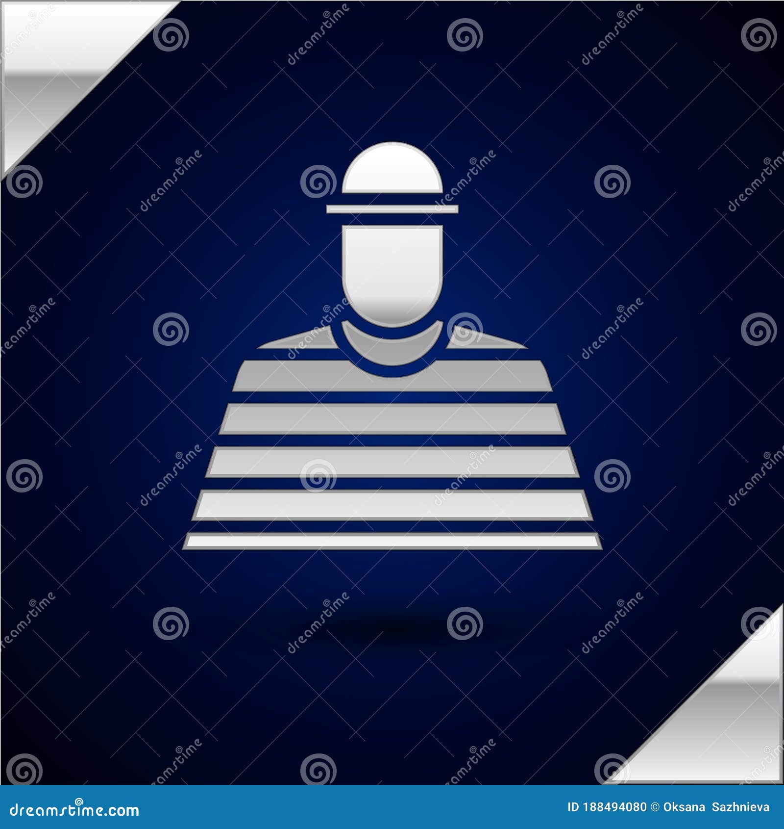 Silver Prisoner Icon Isolated on Dark Blue Background. Vector ...