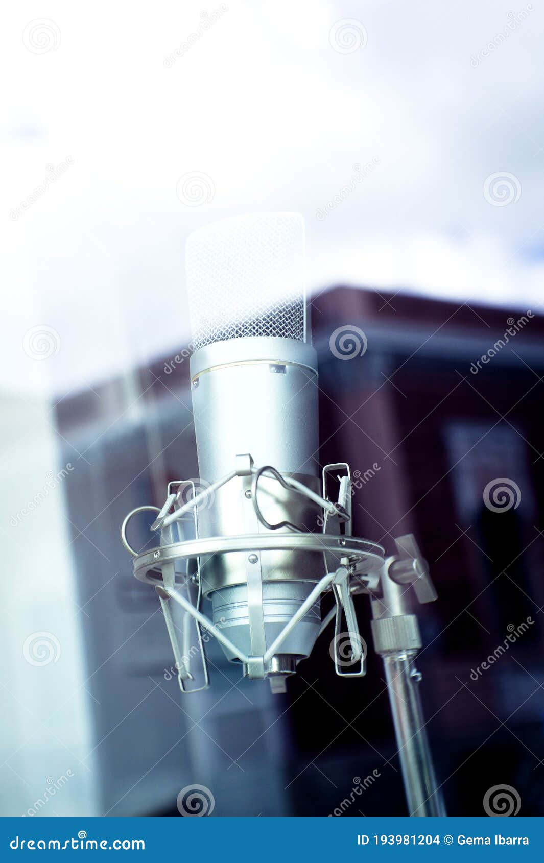 Silver Professional Microphone in Recording Studio Stock Photo - Image ...