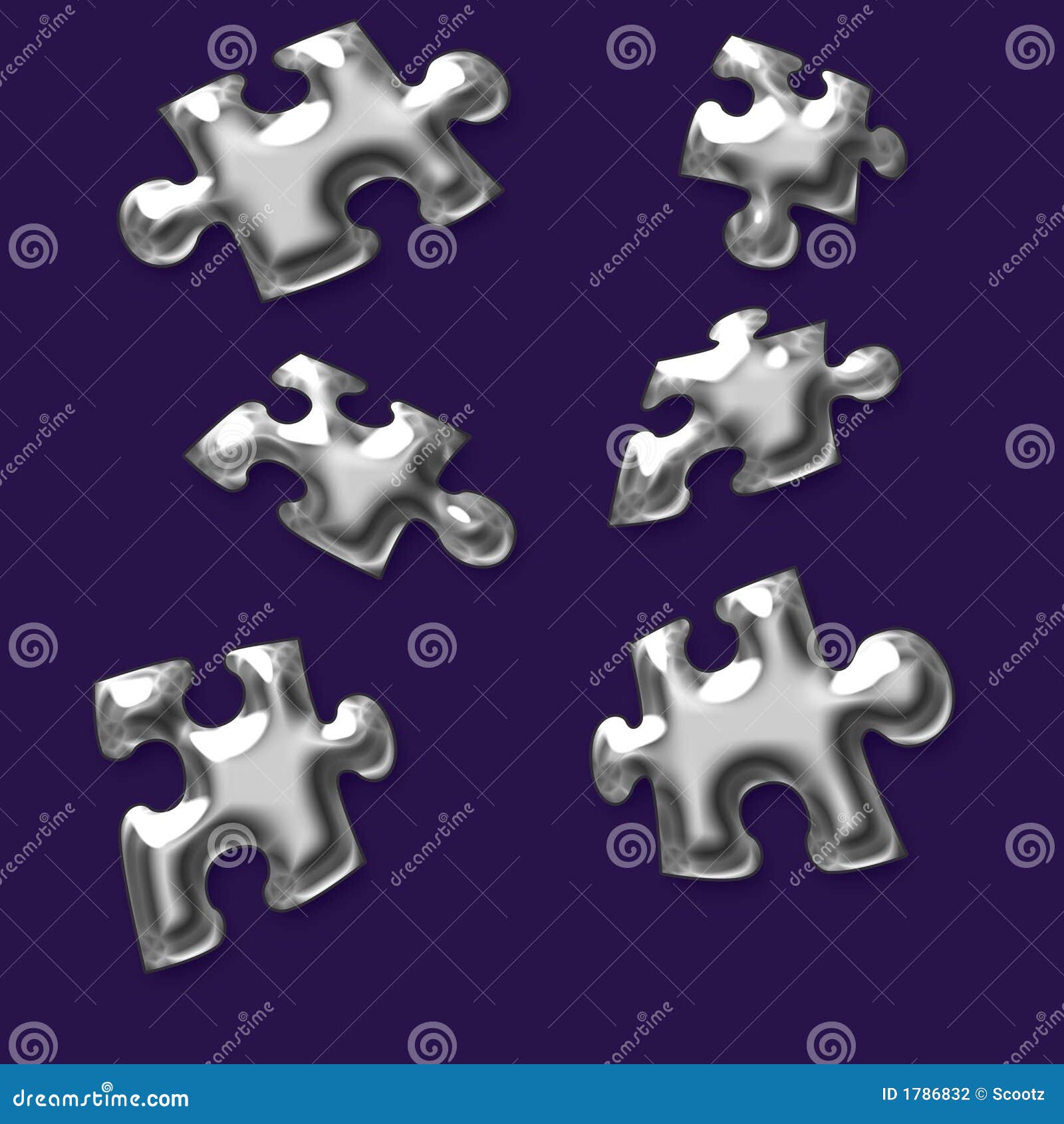 Silver puzzle pieces stock illustration. Illustration of game - 1786832