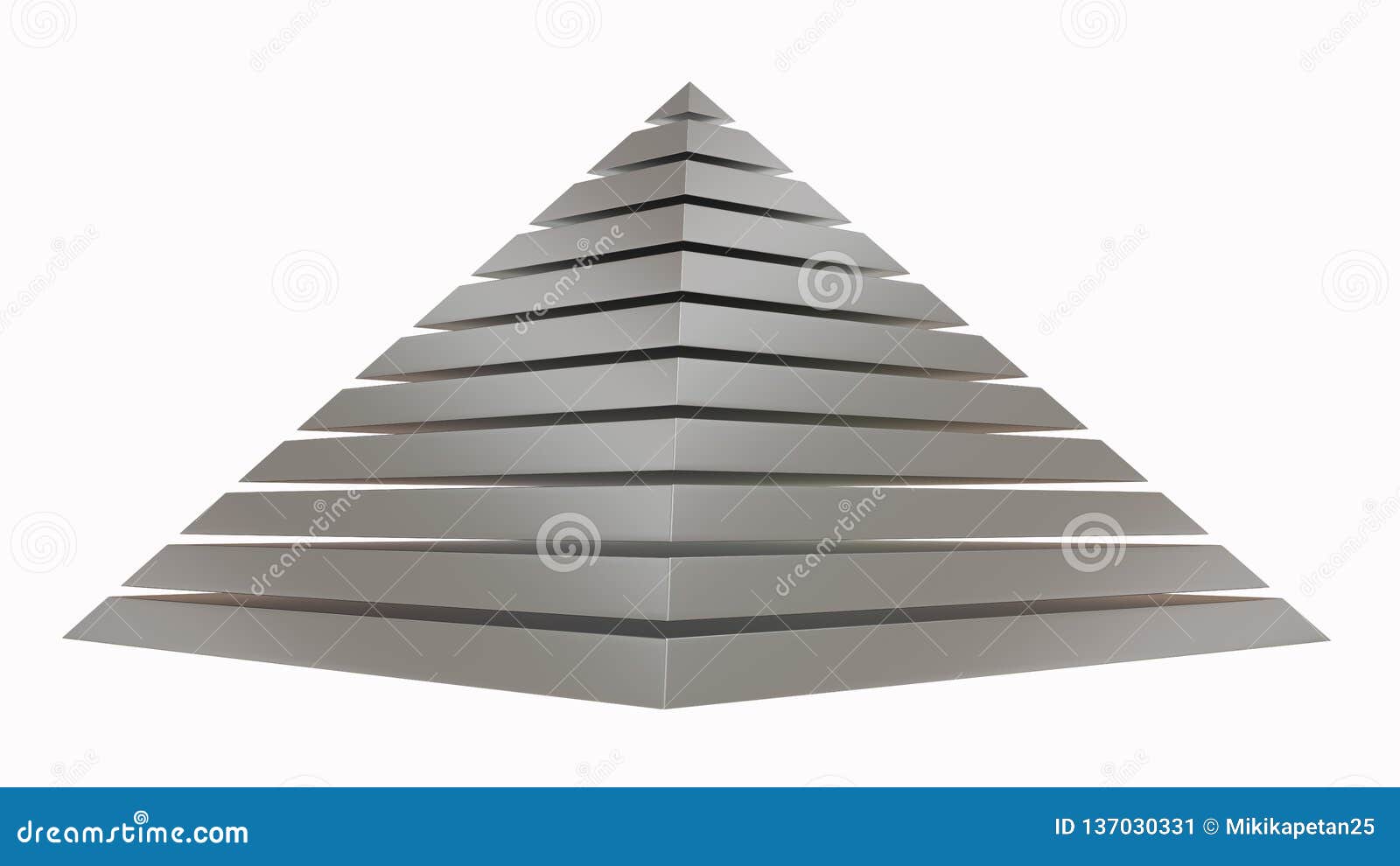 Silver Pyramid Isolated on White. 3D Rendering Stock Illustration ...