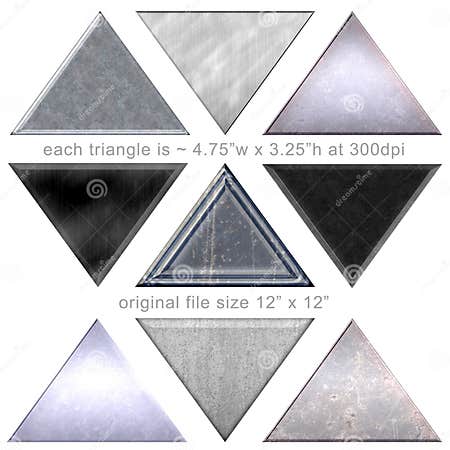 9 Silver Pyramids Triangle Metal Shapes Stock Illustration ...