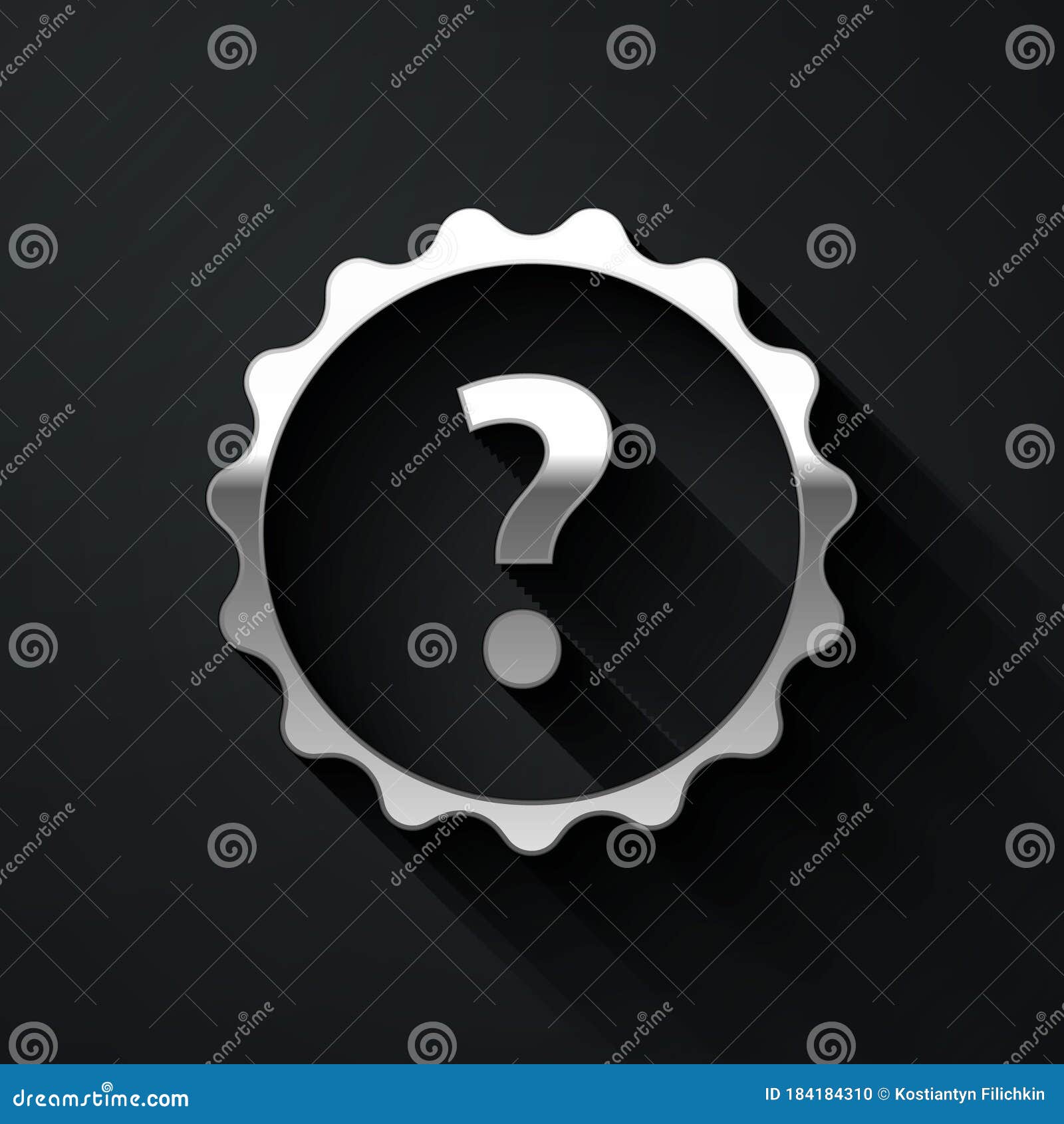 Silver Question Mark Icon Isolated on Black Background. FAQ Sign. Copy ...