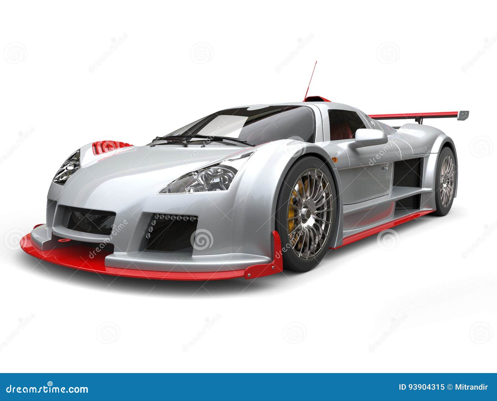 Silver Racing Supercar with Red Details Stock Illustration ...