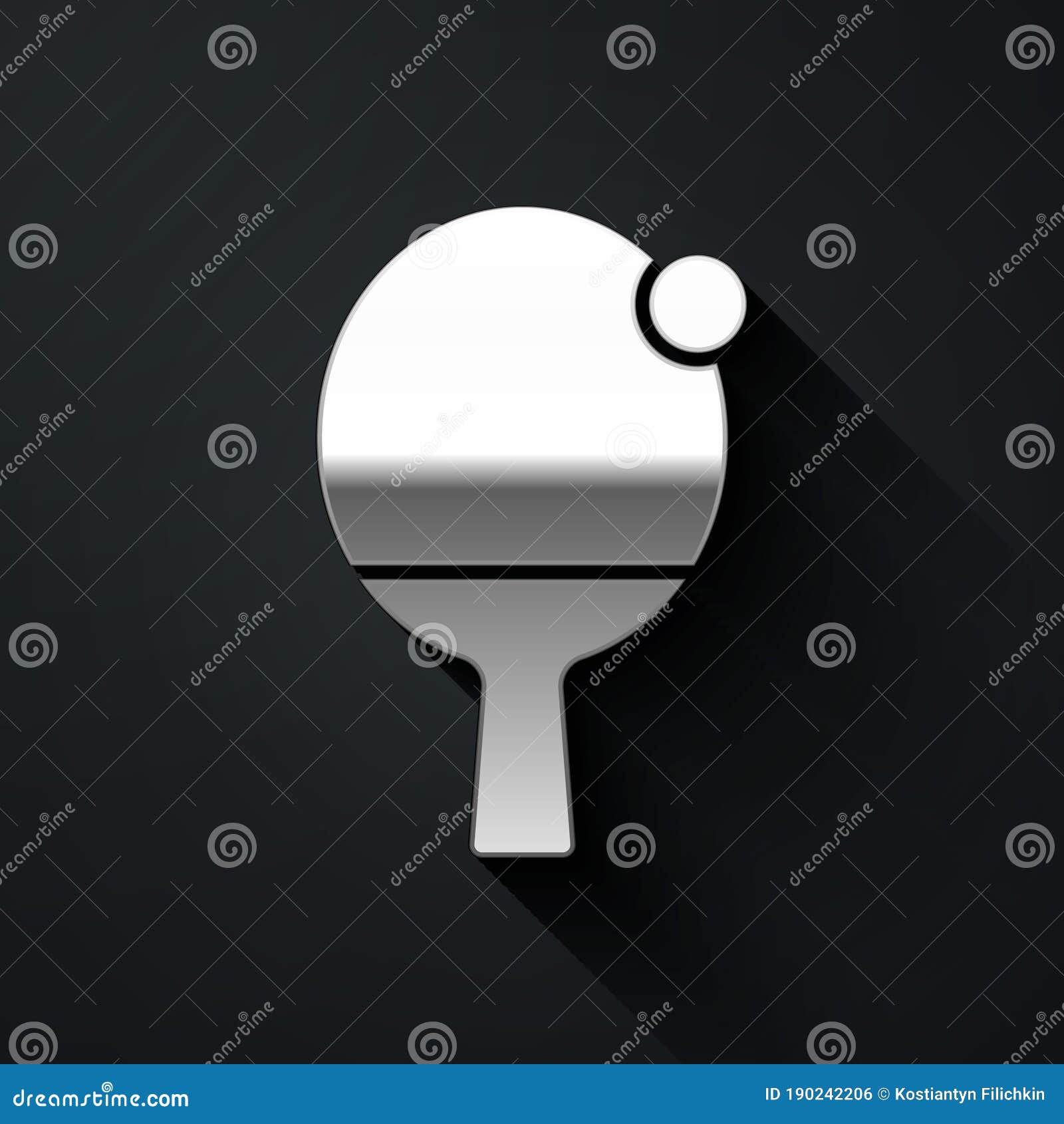 Silver Racket for Playing Table Tennis Icon Isolated on Black ...