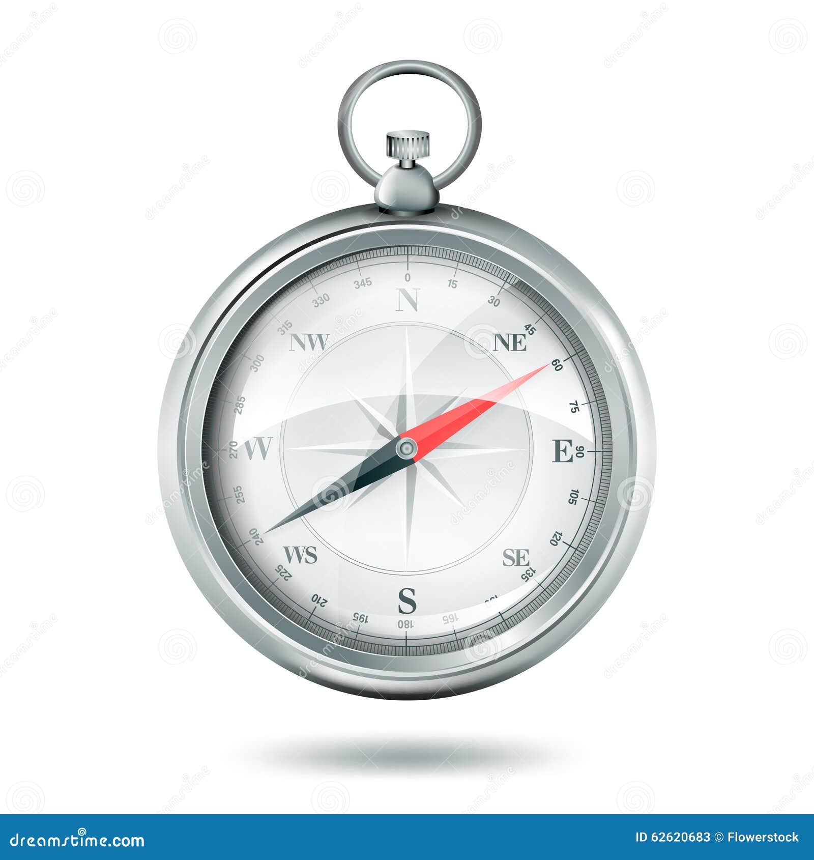 Silver Realistic Detailed Compass on White Stock Vector - Illustration ...
