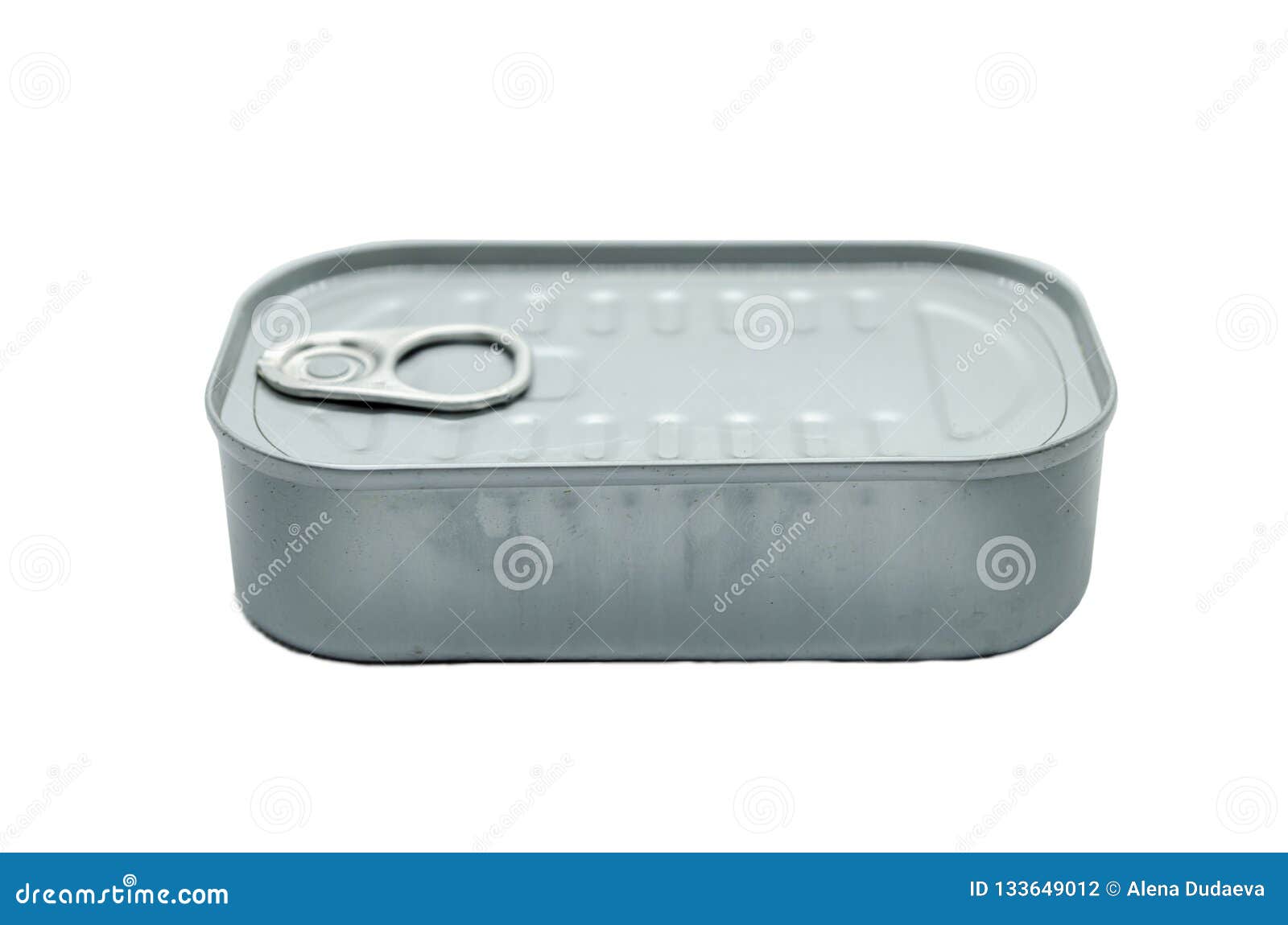 Silver Rectangular Tin Can, Empty, for Fish Stock Photo - Image of ...