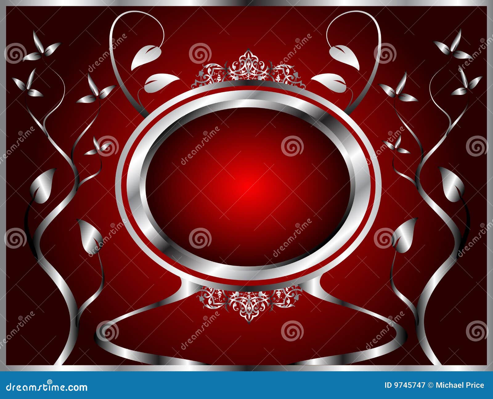 Silver and Red Floral Background Template Stock Vector - Illustration ...