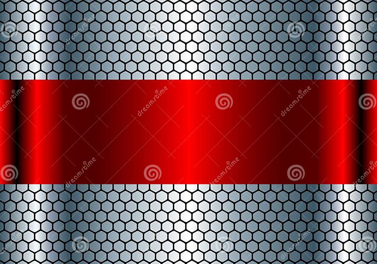 Silver Red Metallic Background with Hexagons Pattern Stock Vector ...