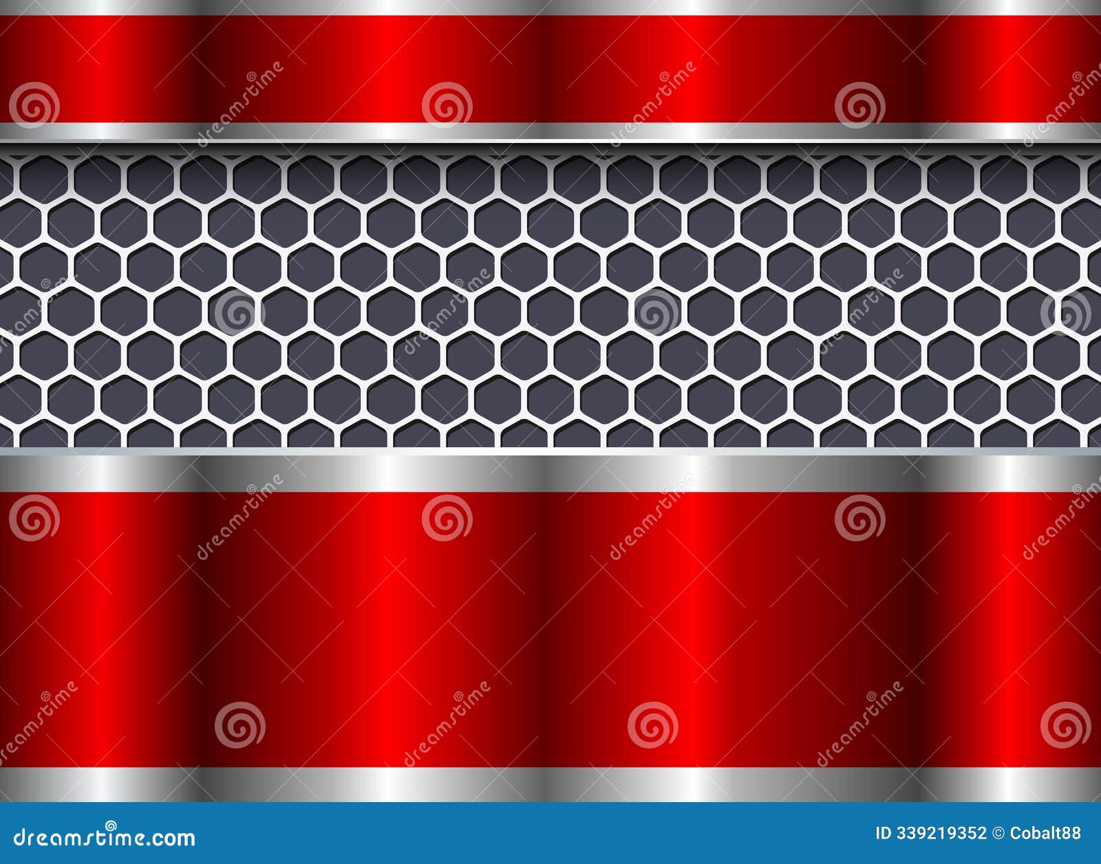 Silver Red Metallic Background with Hexagons Pattern Stock Vector ...