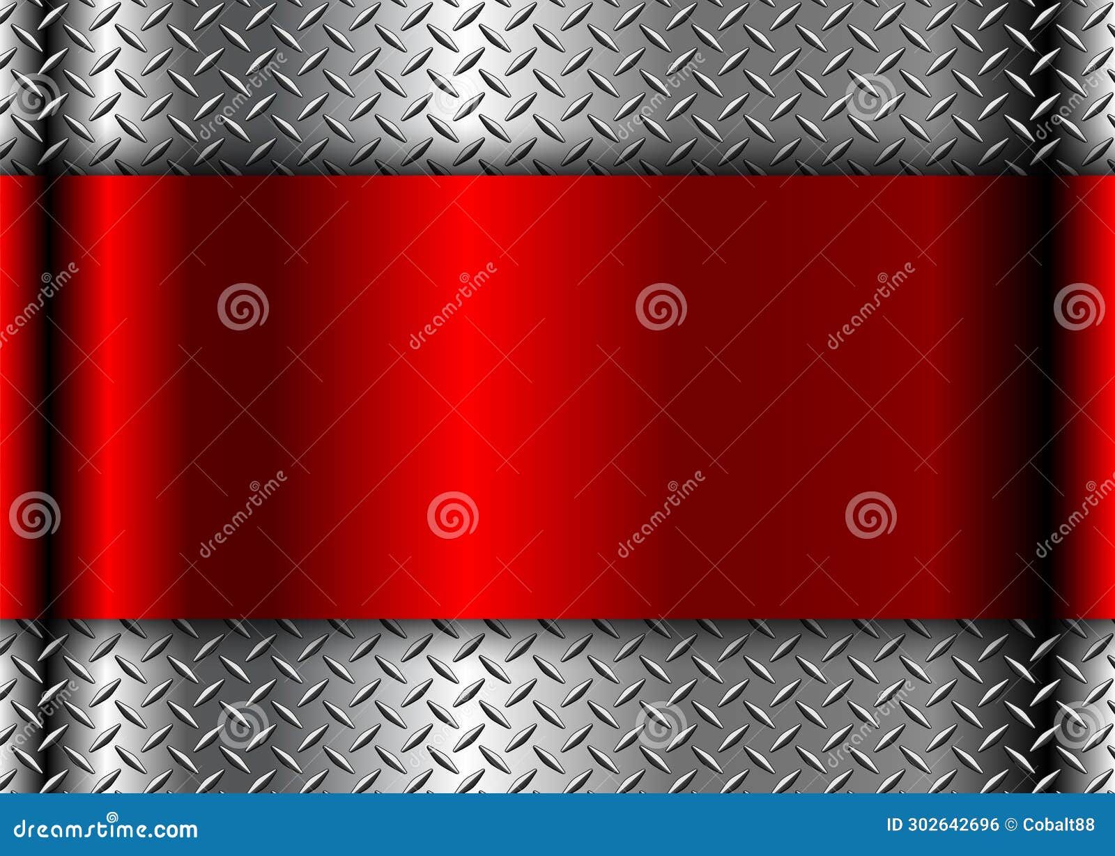 Silver Red Metallic 3d Background with Banner in the Center and Diamond ...