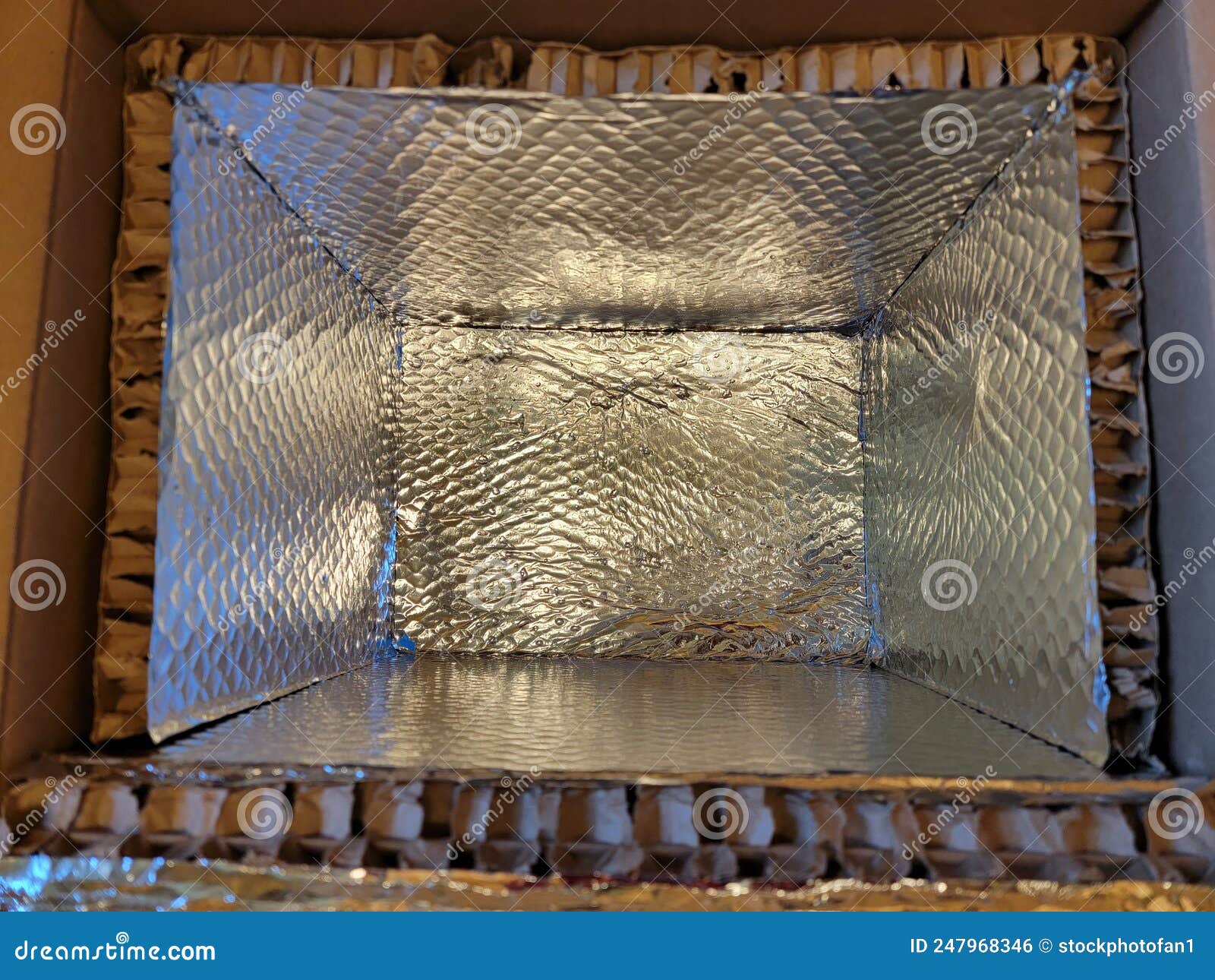 Silver Reflective Metal or Metallic Insulated Box Liner Stock Photo ...