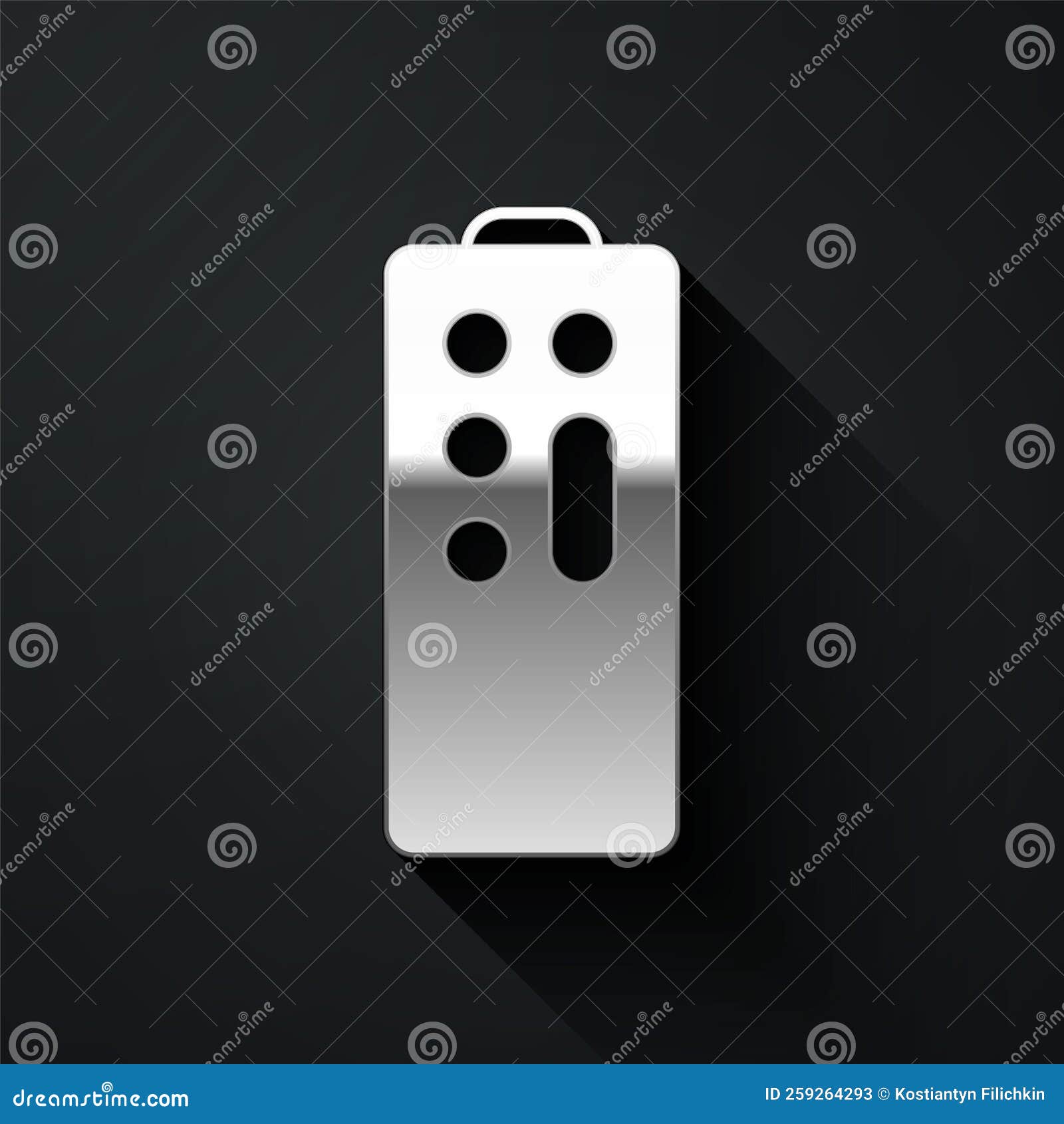 Silver Remote Control Icon Isolated on Black Background. Long Shadow ...
