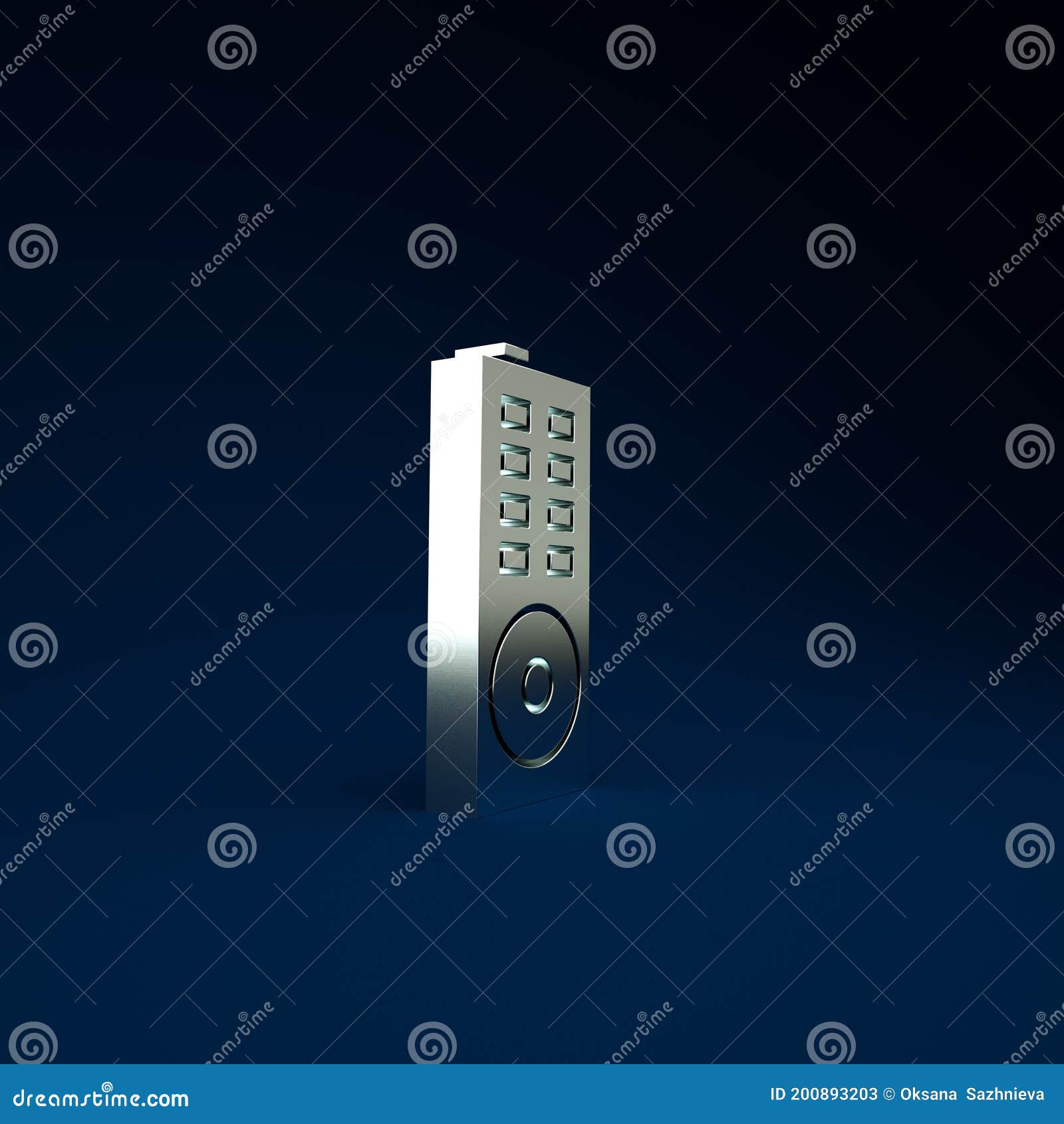 Silver Remote Control Icon Isolated on Blue Background. Minimalism ...
