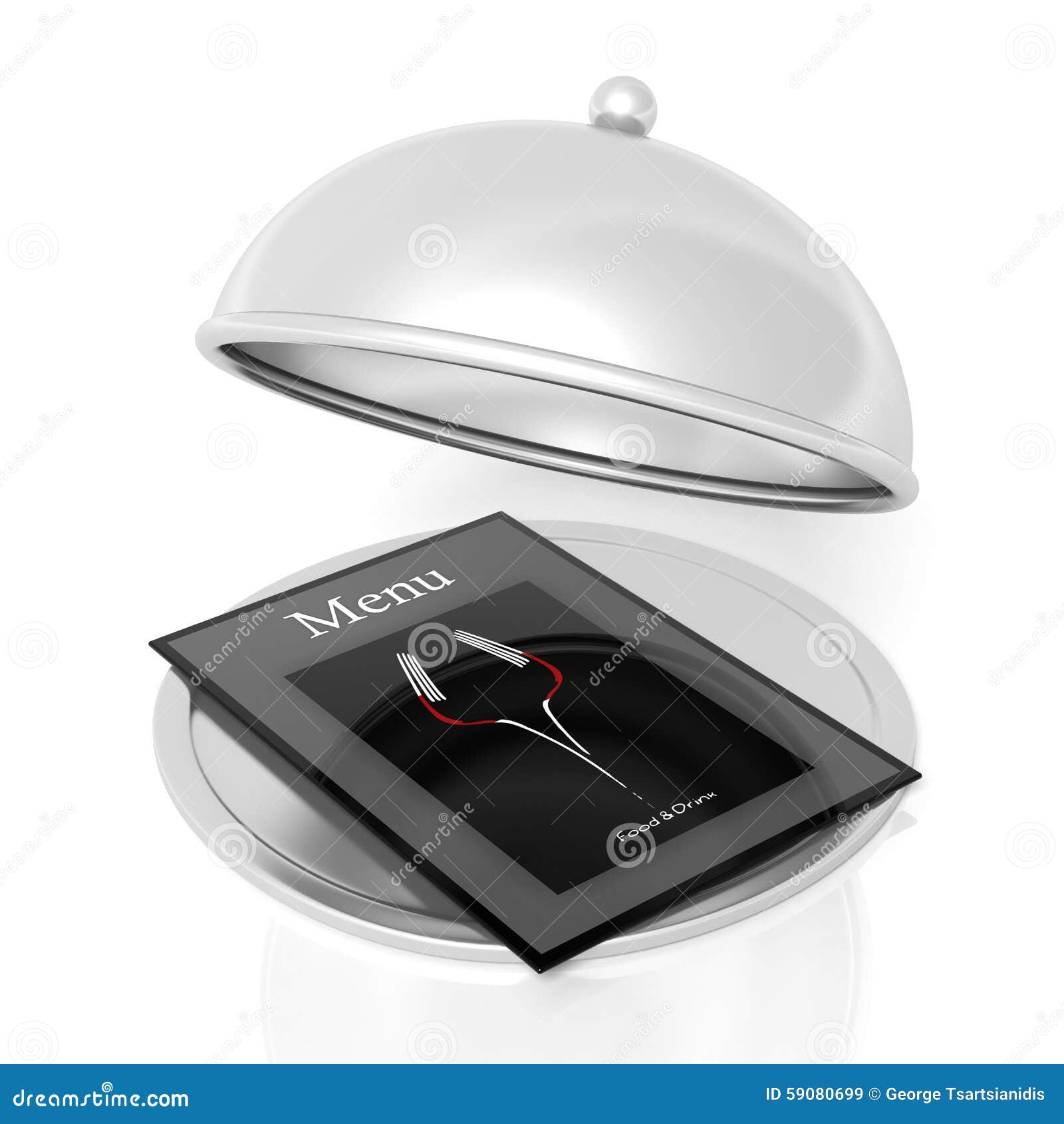 Silver Restaurant Trays With Cloches. Banquet Table Setting. Food Menu ...