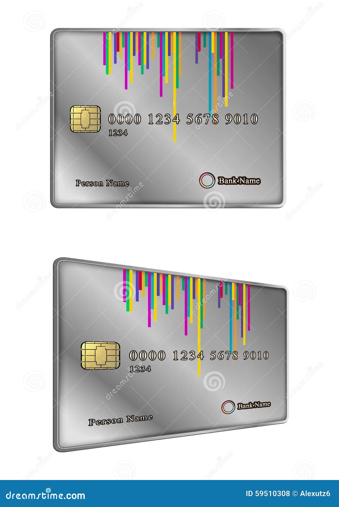 Silver Retro Credit Card Design Stock Illustration - Illustration of ...