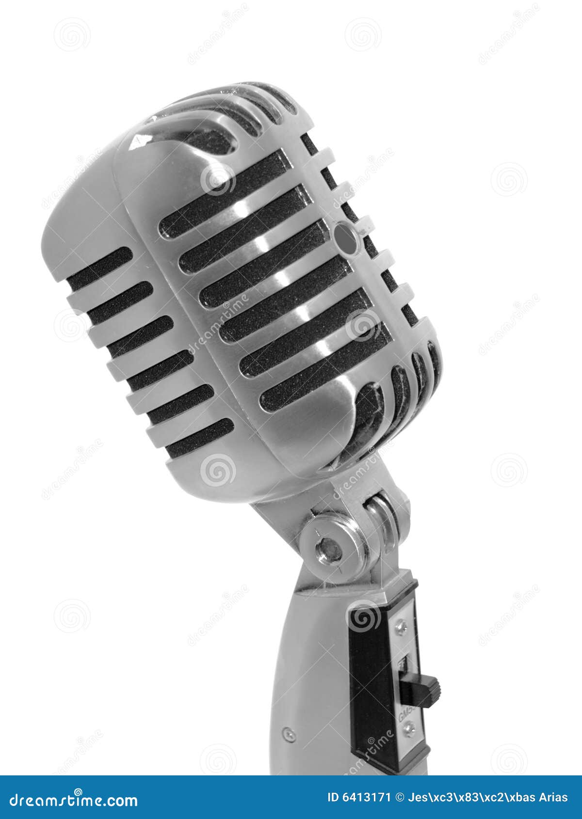 Silver retro microphone stock image. Image of audio, waves - 6413171