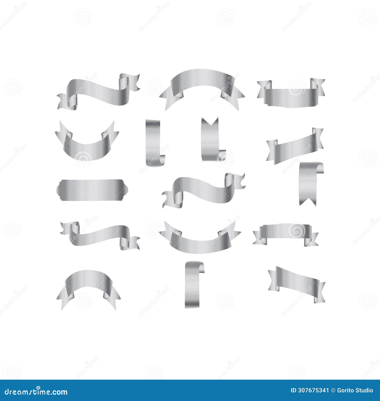 Silver Ribbon Band Element Banner Background Design Vector Illustration ...