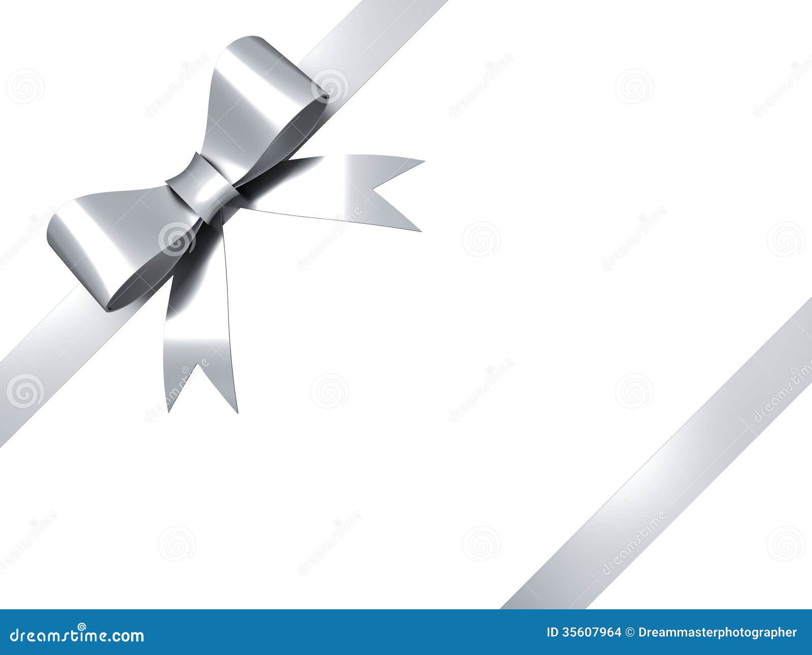 Silver Ribbon Bow Isolated on White Stock Illustration - Illustration ...