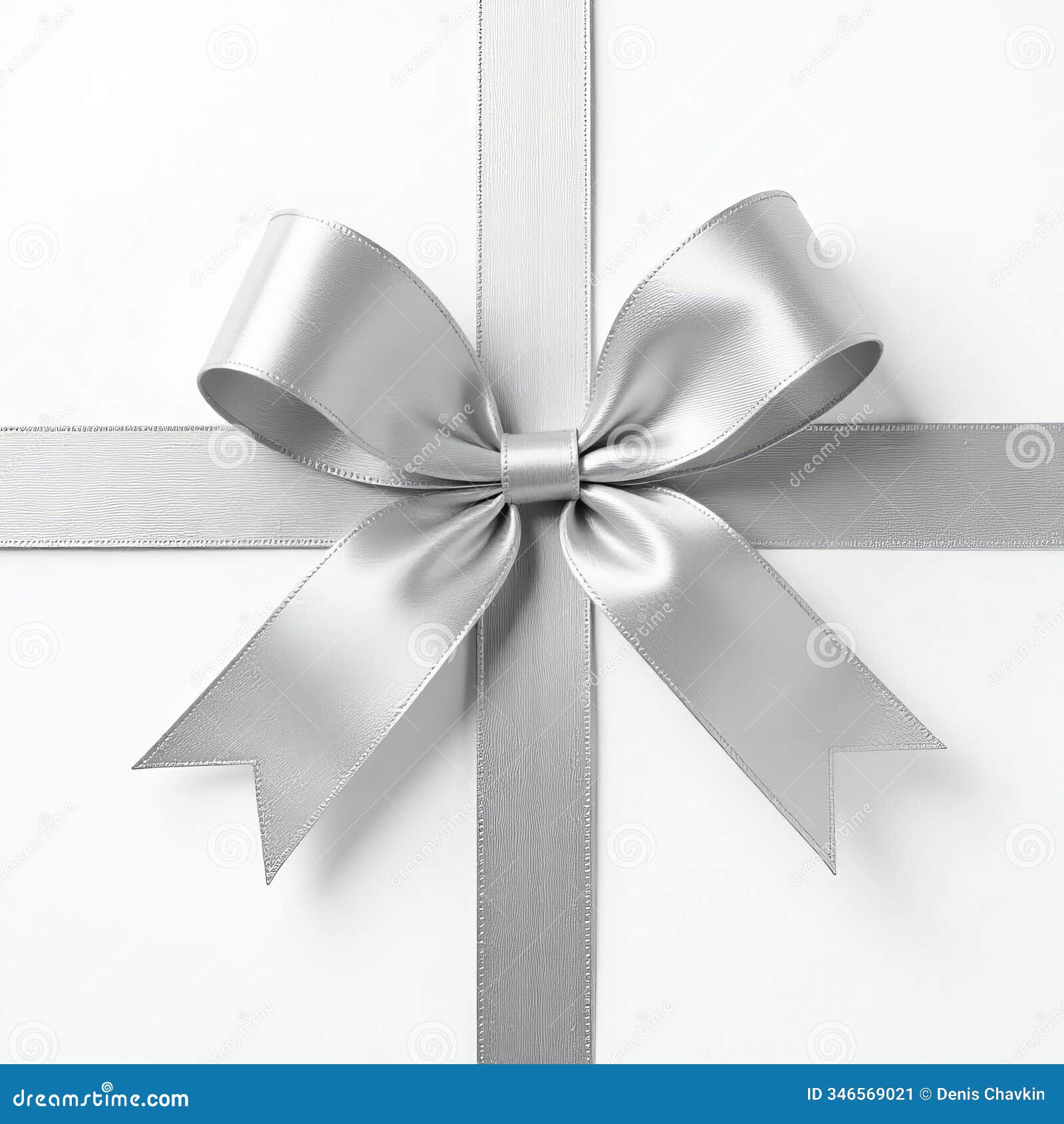 Silver Ribbon and Bow Isolated on White Stock Image - Image of square ...