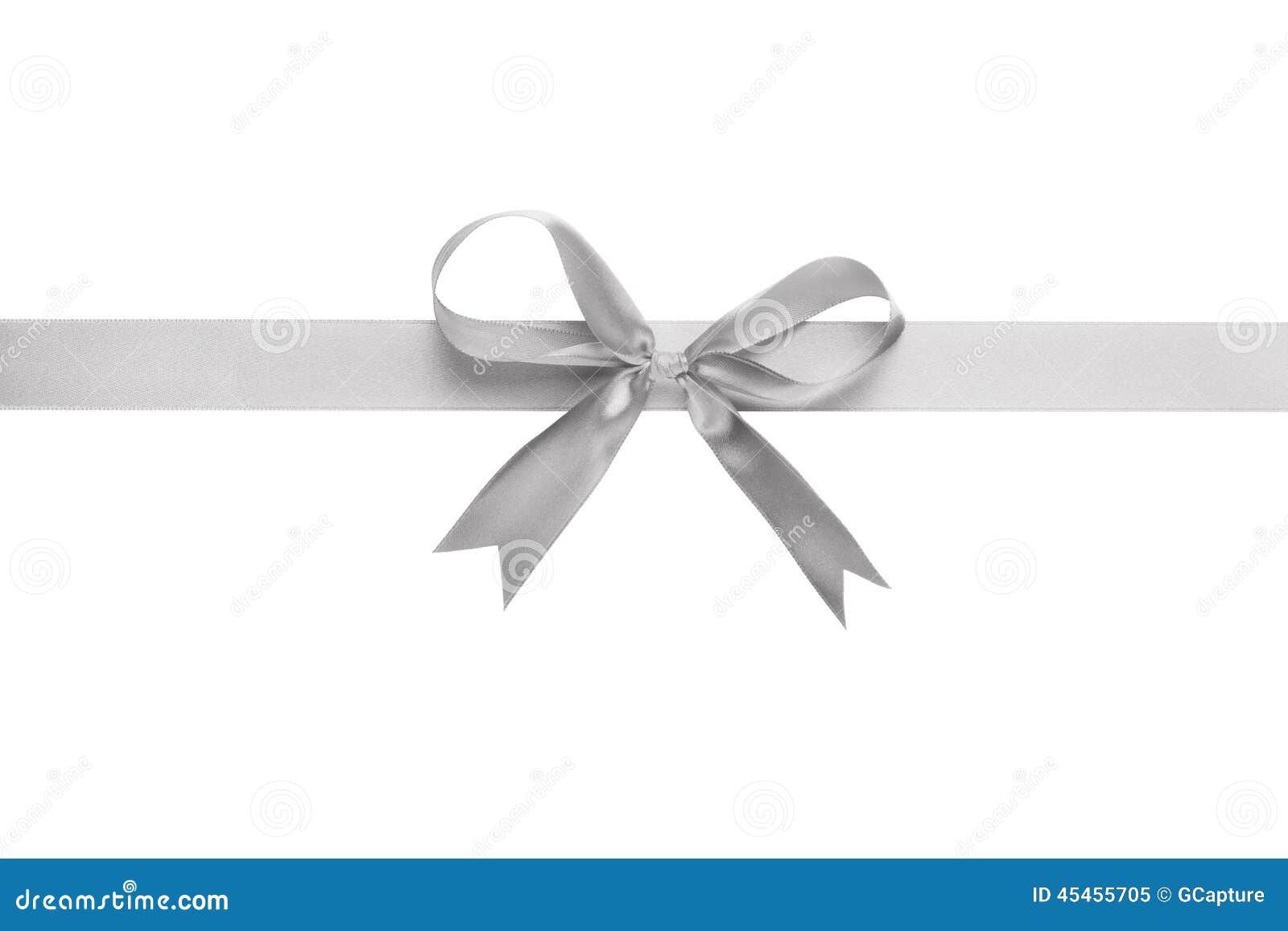 Silver Ribbon with Bow for Packaging Stock Image - Image of color ...