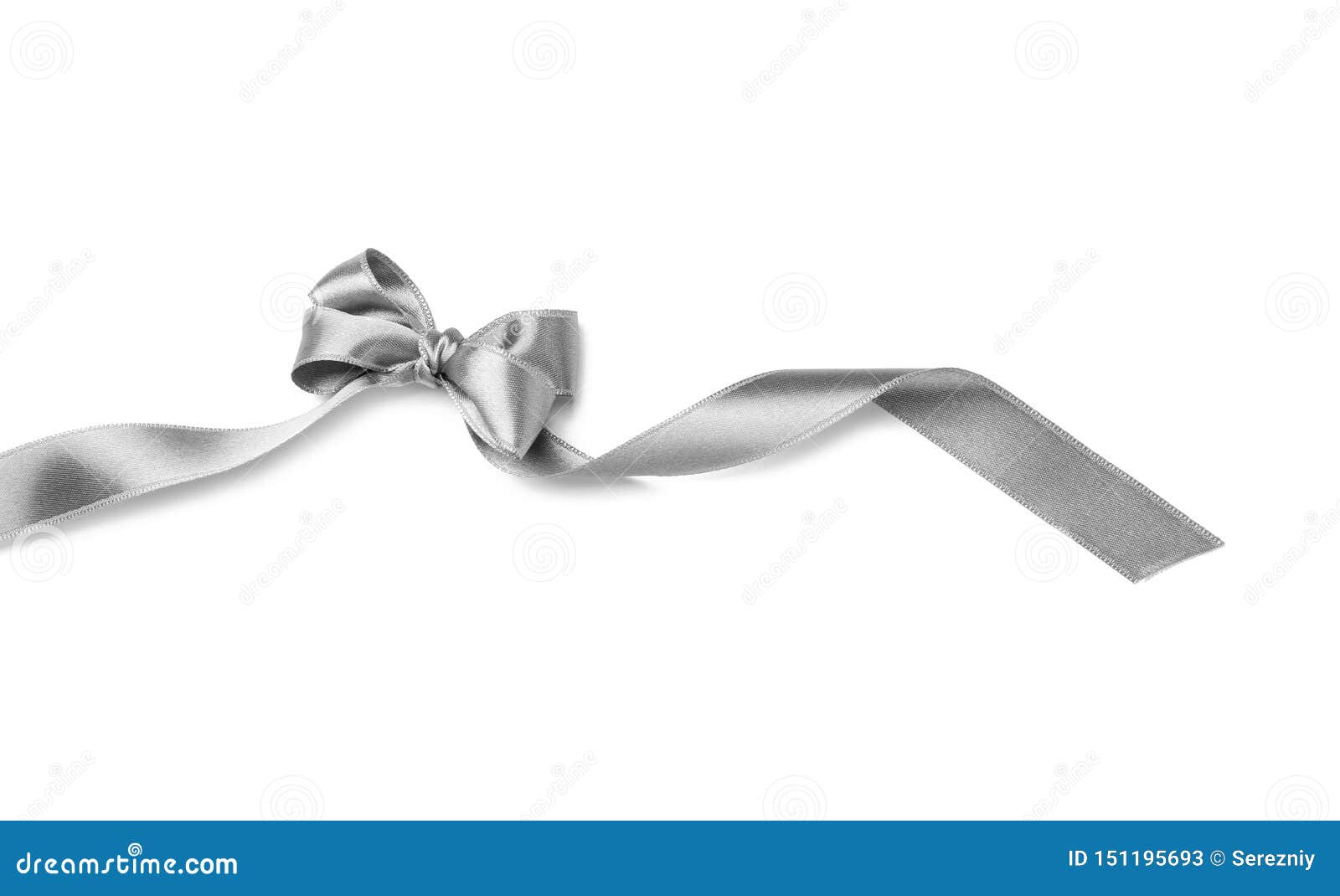 Silver Ribbon with Bow on White Background Stock Image - Image of ...
