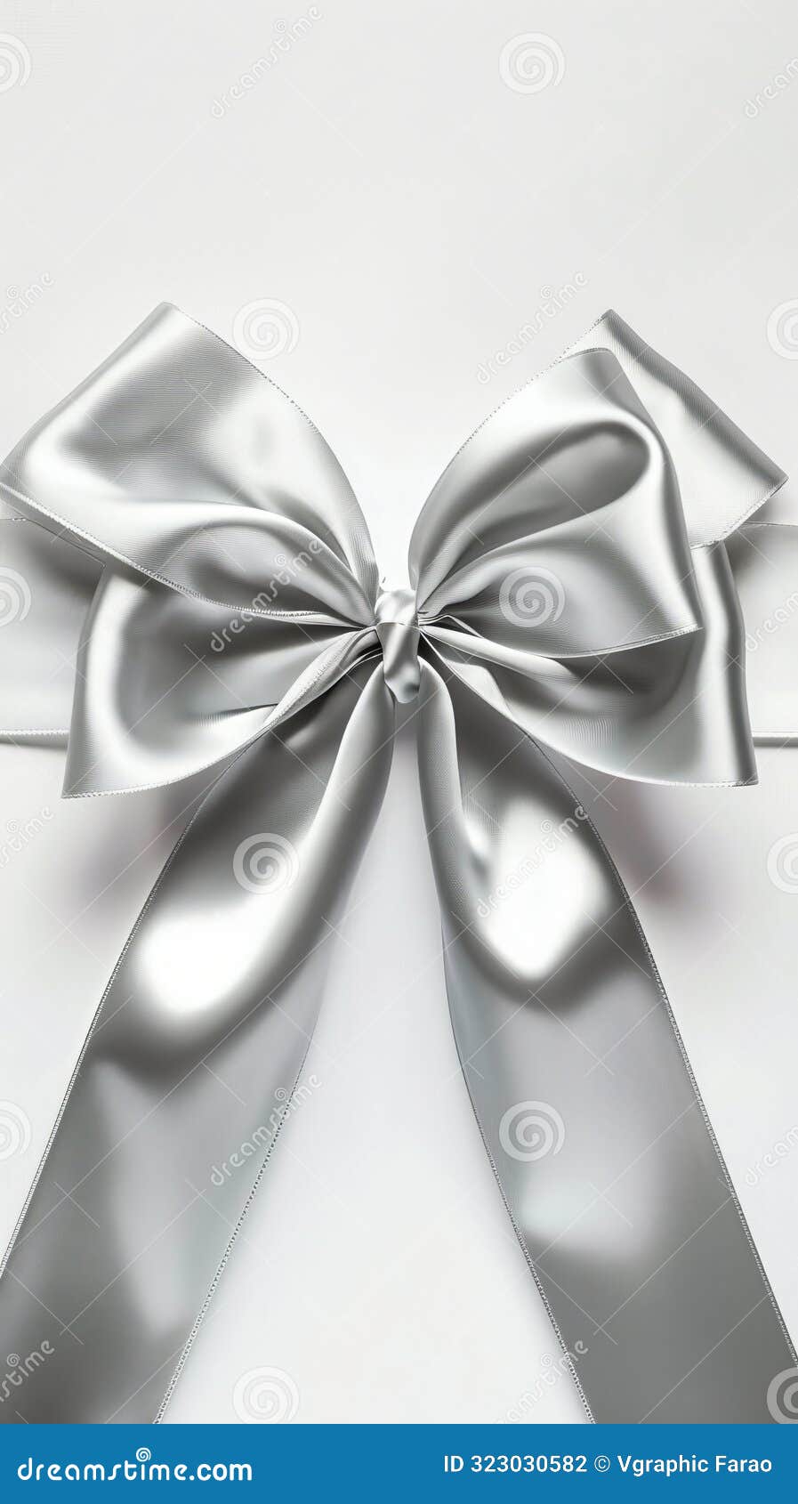 Silver Ribbon Bow on White Background Stock Photo - Image of wedding ...