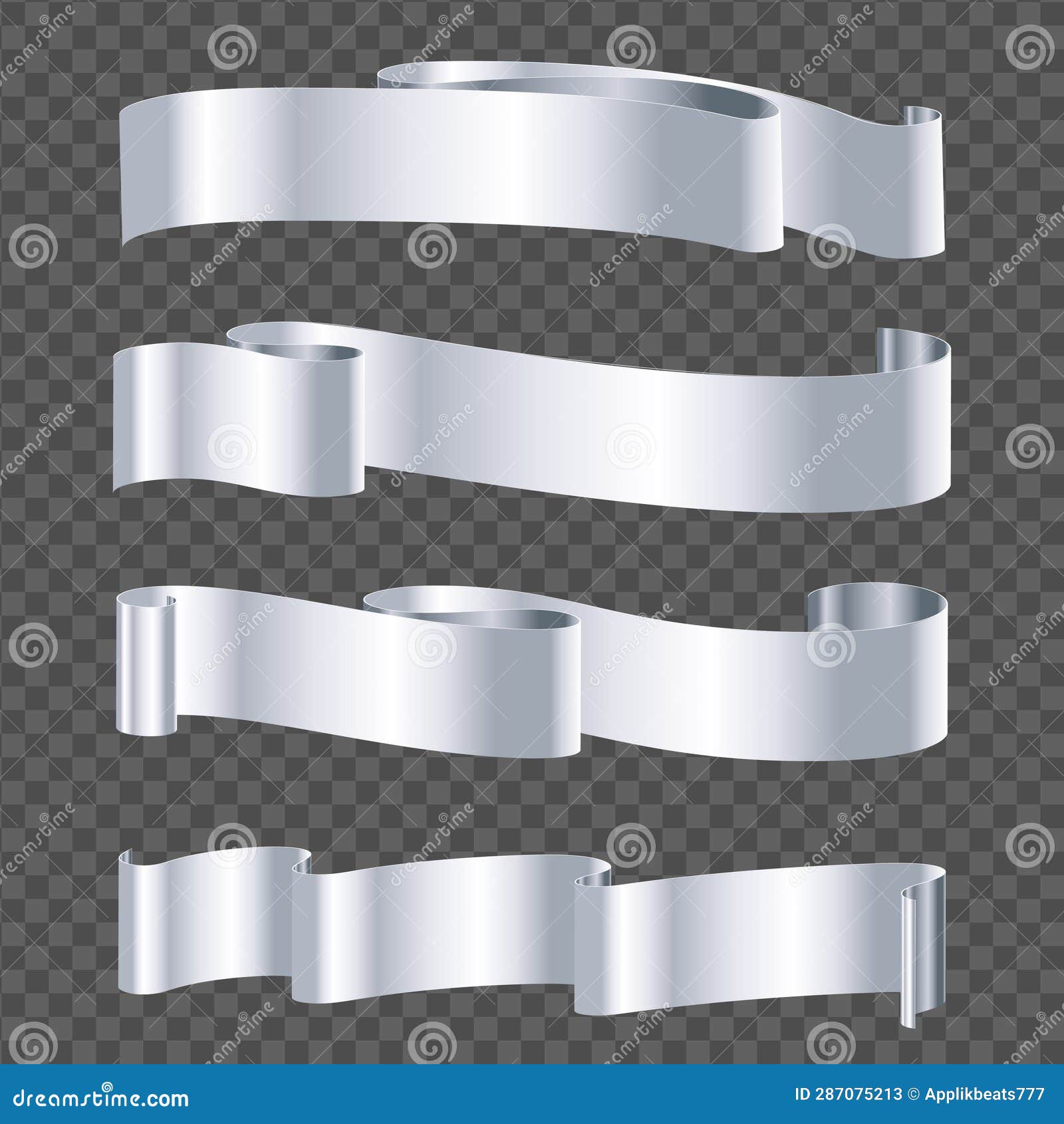 Silver Ribbon Isolated on Transparent Background Stock Vector ...