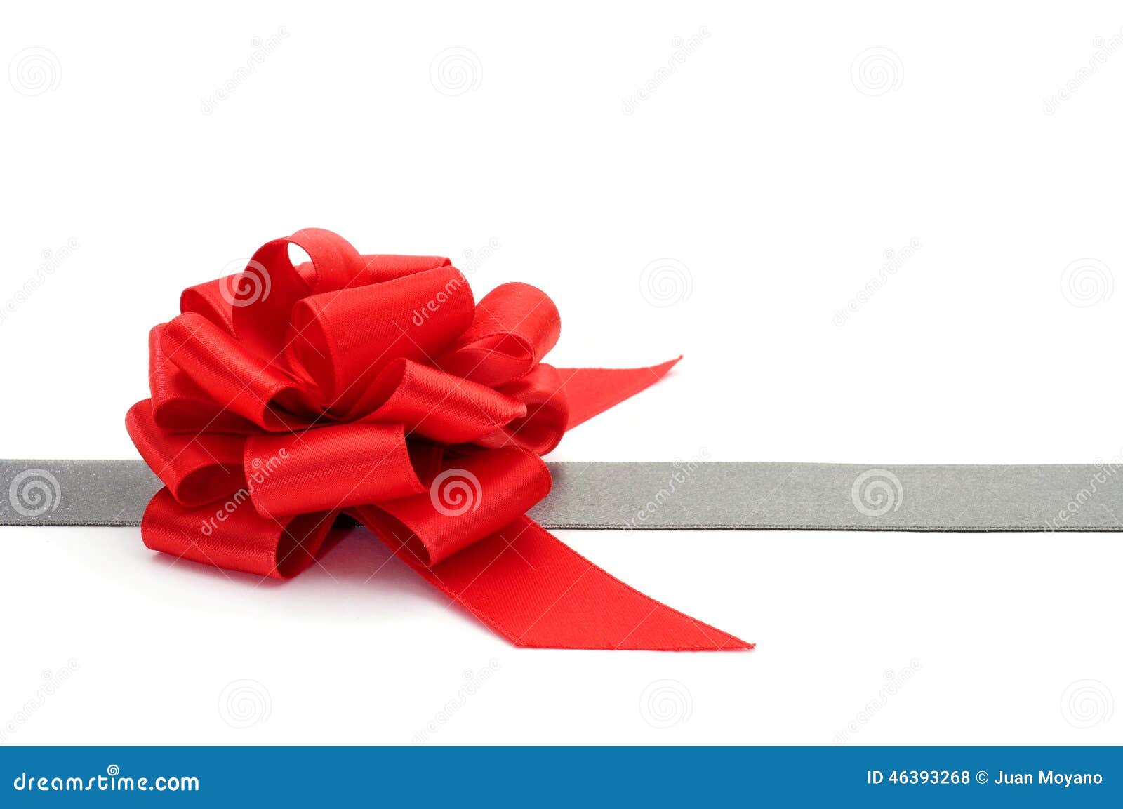 Silver Ribbon And Red Ribbon Bow Stock Photo - Image of ornament ...