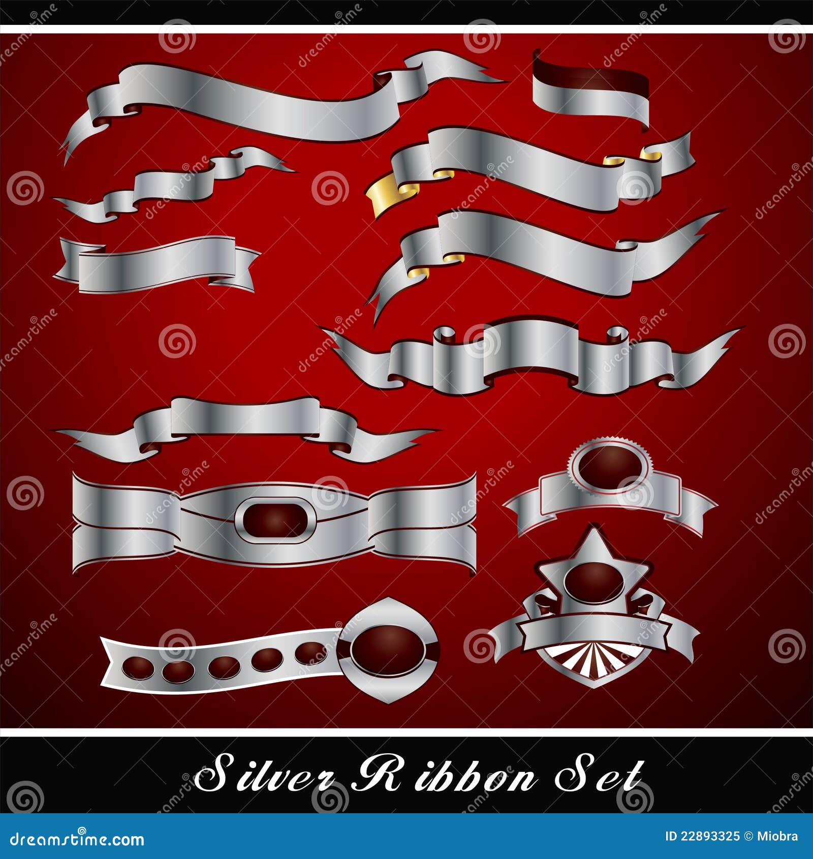 Silver Ribbon Set stock vector. Illustration of frame - 22893325