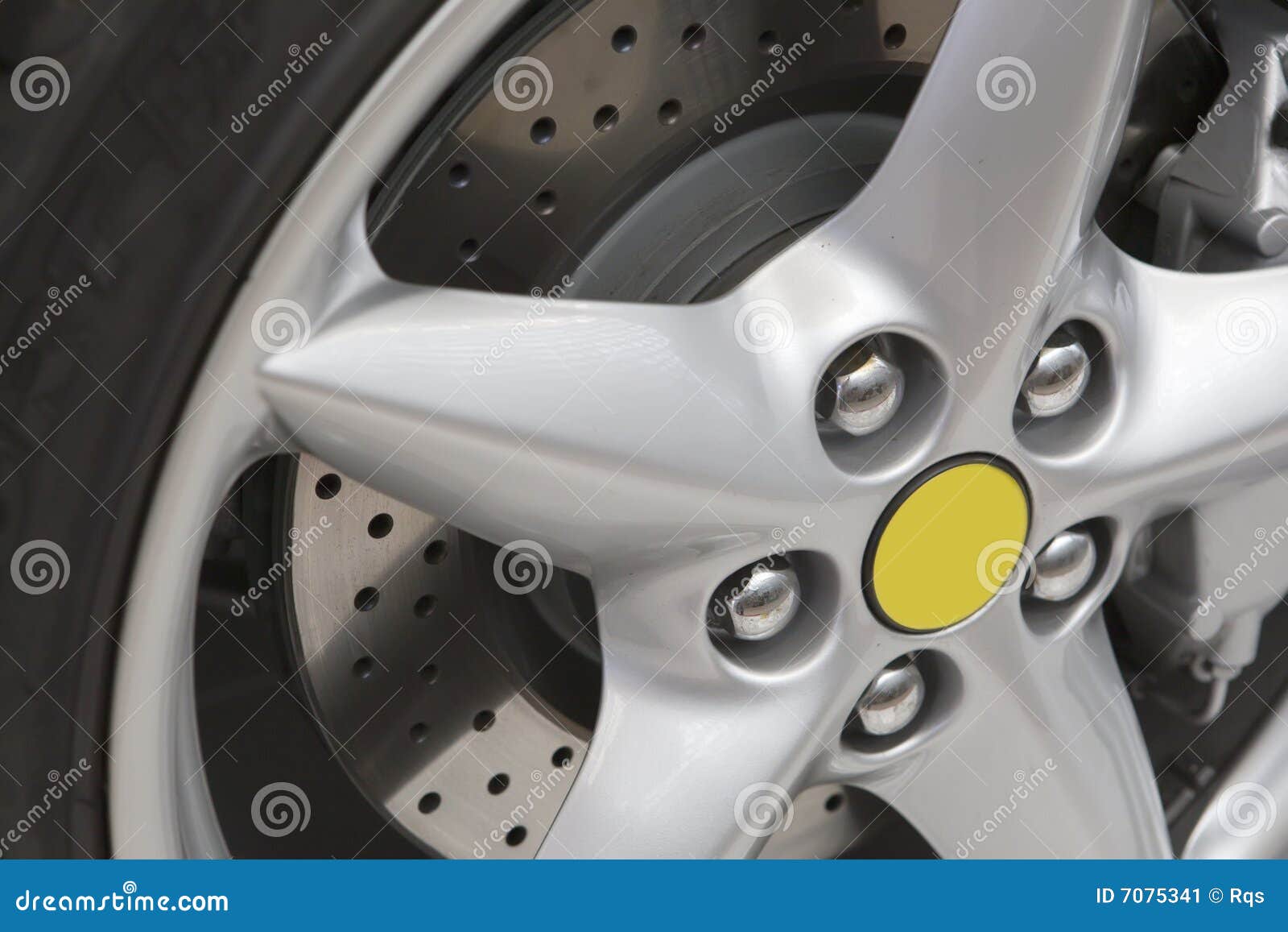 Silver rim with brake disk stock image. Image of rubber - 7075341