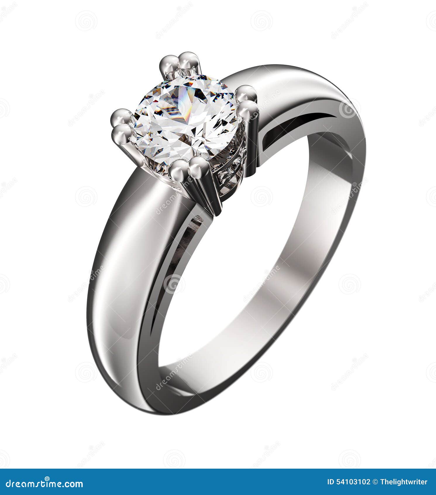 Silver Ring with Diamond Isolated on White Stock Illustration ...
