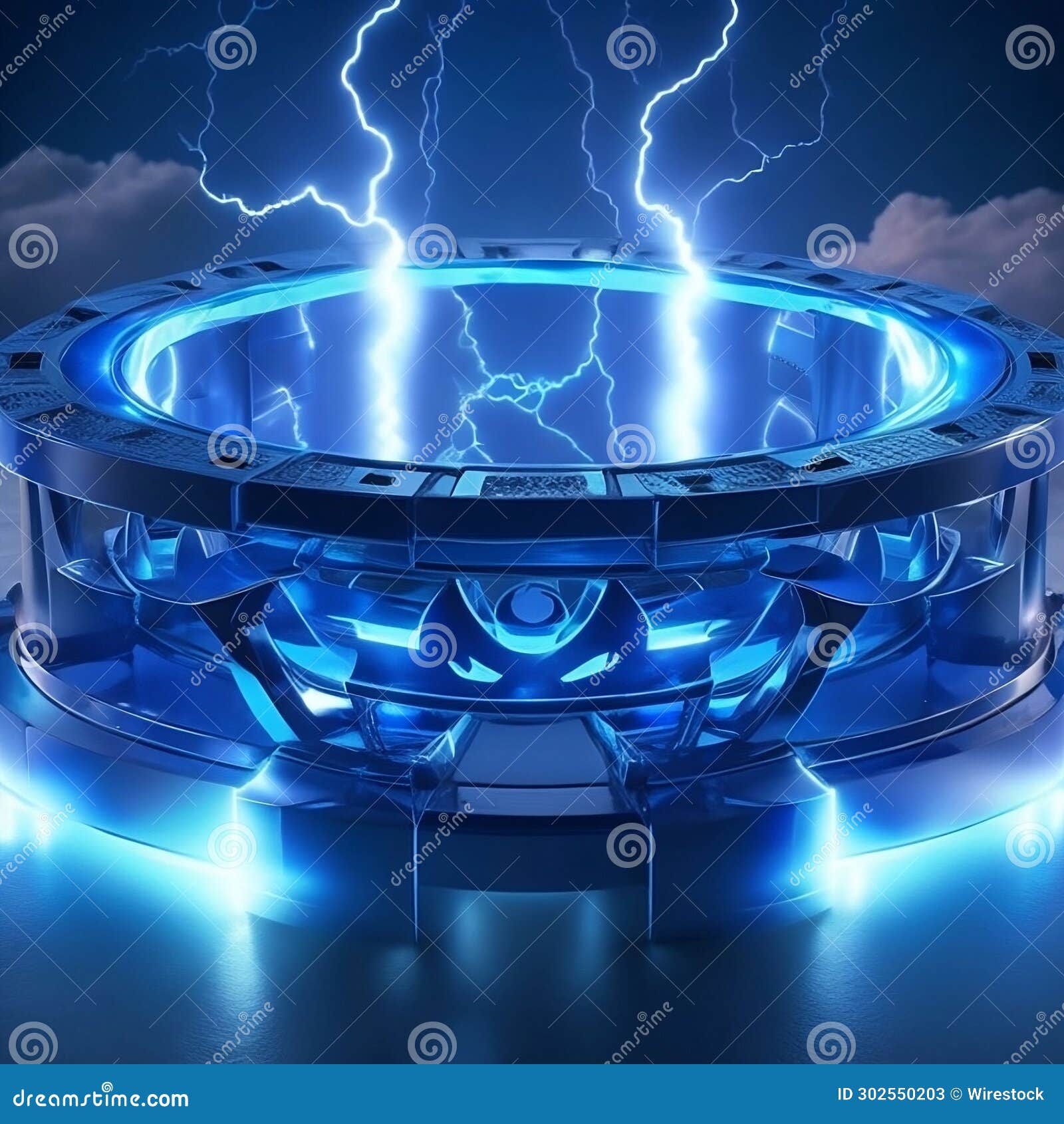 Silver Ring with Electric Blue Lightning Effects. AI-generated Stock ...