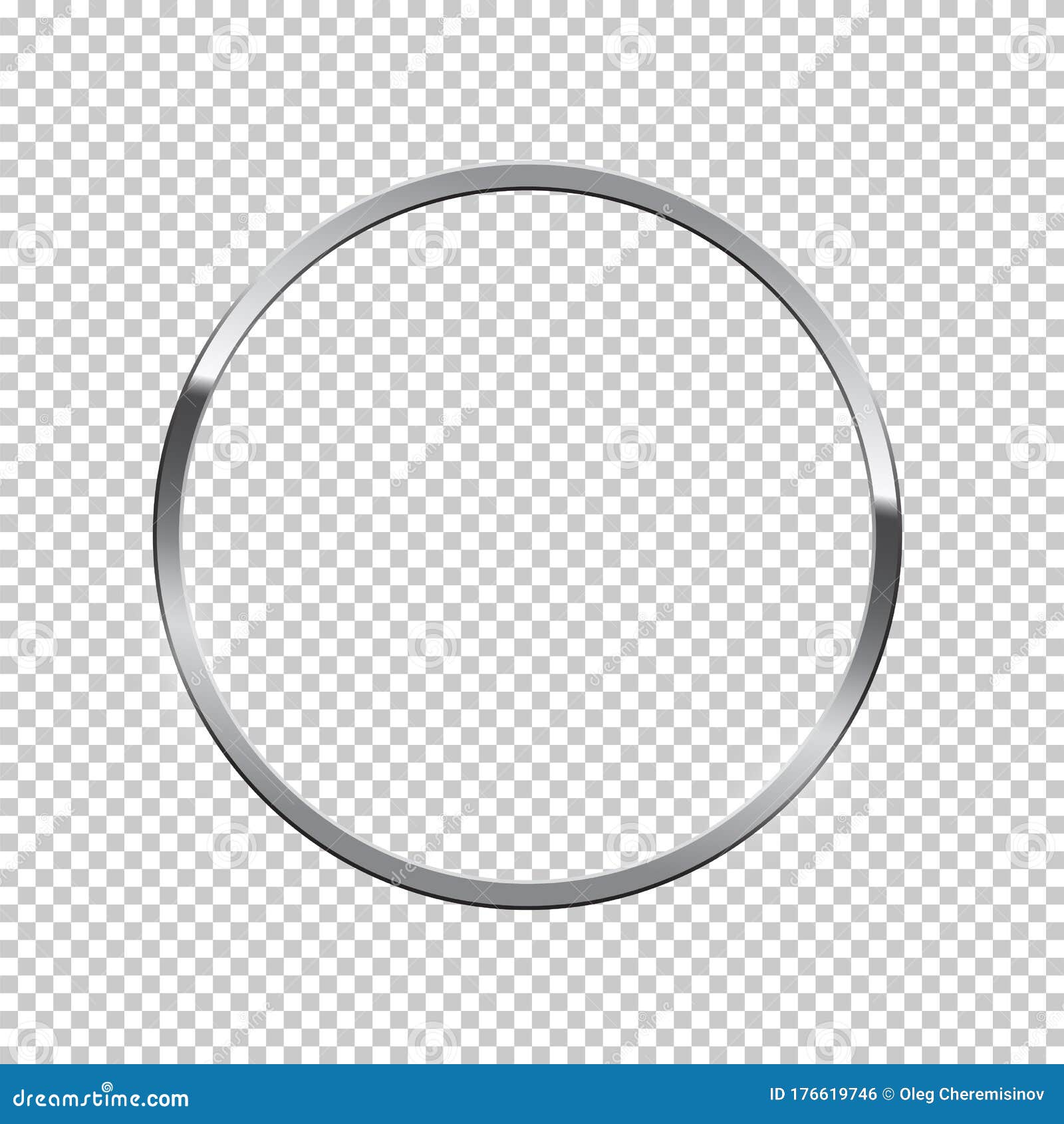 Silver Ring Isolated on Transparent Background. Vector Chrome Frame ...
